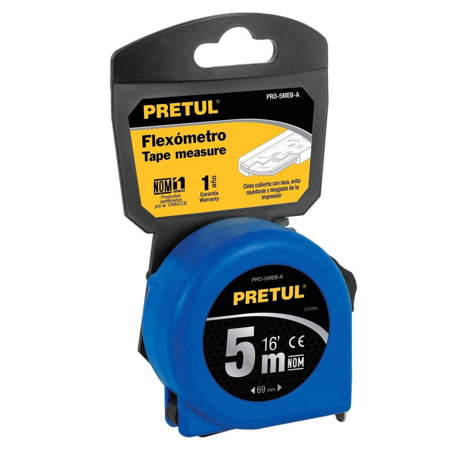 Flexómetro Azul 5 M Cinta 3/4' Tarjeta Plásti Pretul