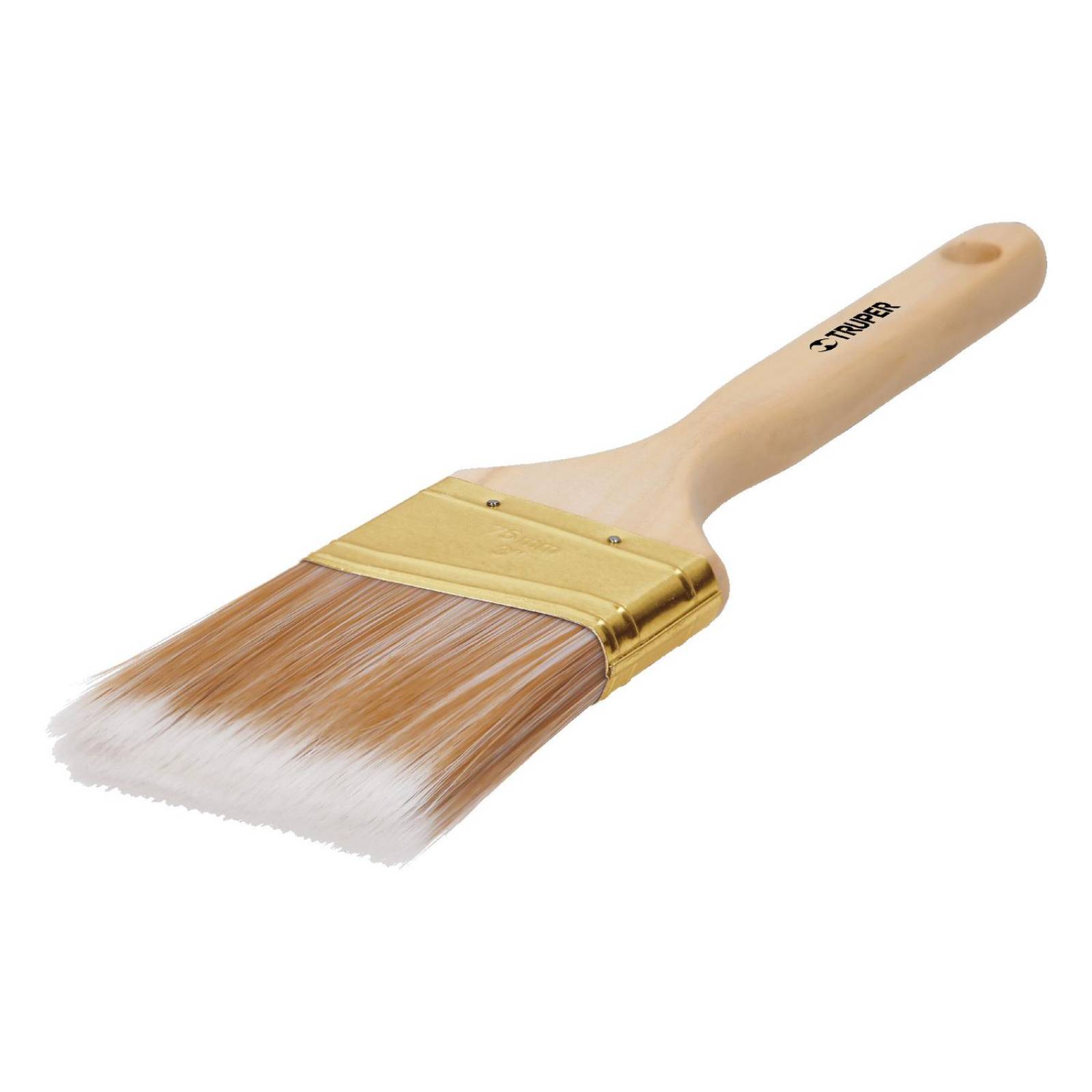 Brocha cerdas sintéticas, mango madera,corte angular, 3' Truper