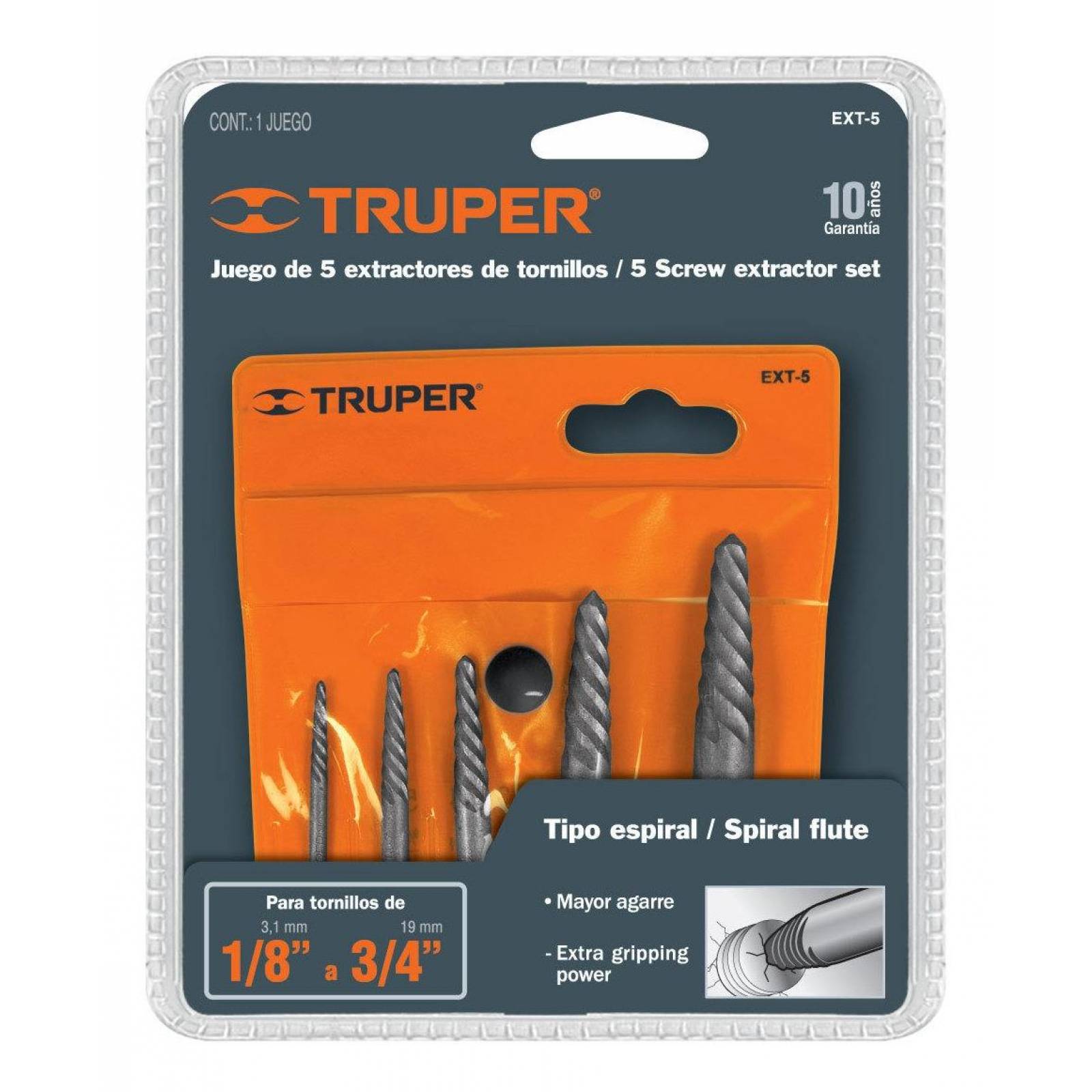 Juego Extractores De Tornillos 5 Piezas Truper 14512