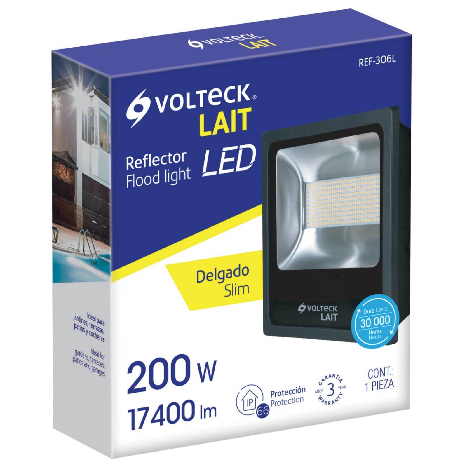 Reflector delgado de LED alta potencia 200 W Volteck 46127