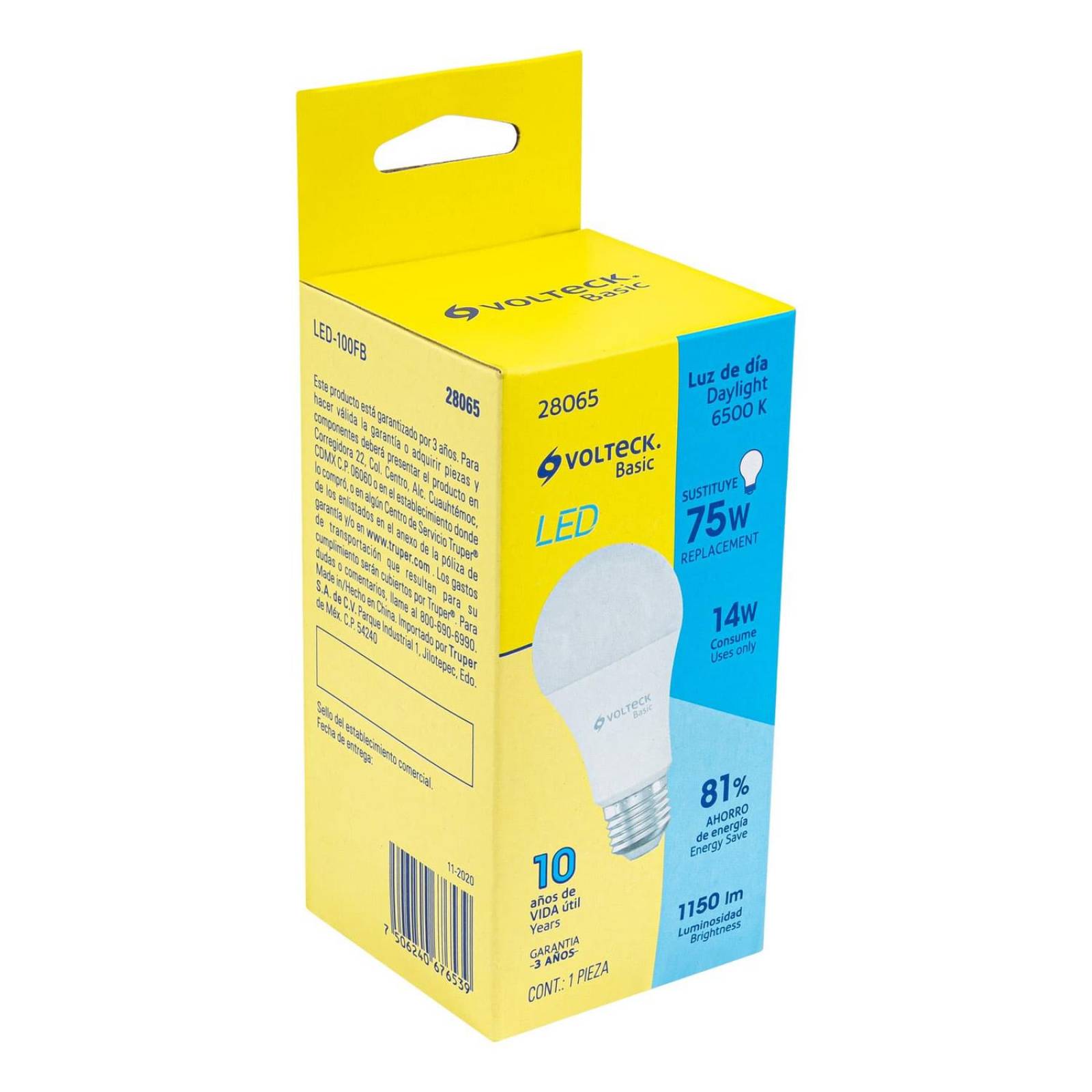 Lámpara de LED tipo bulbo A19 14 W, luz de día, caja, Basic