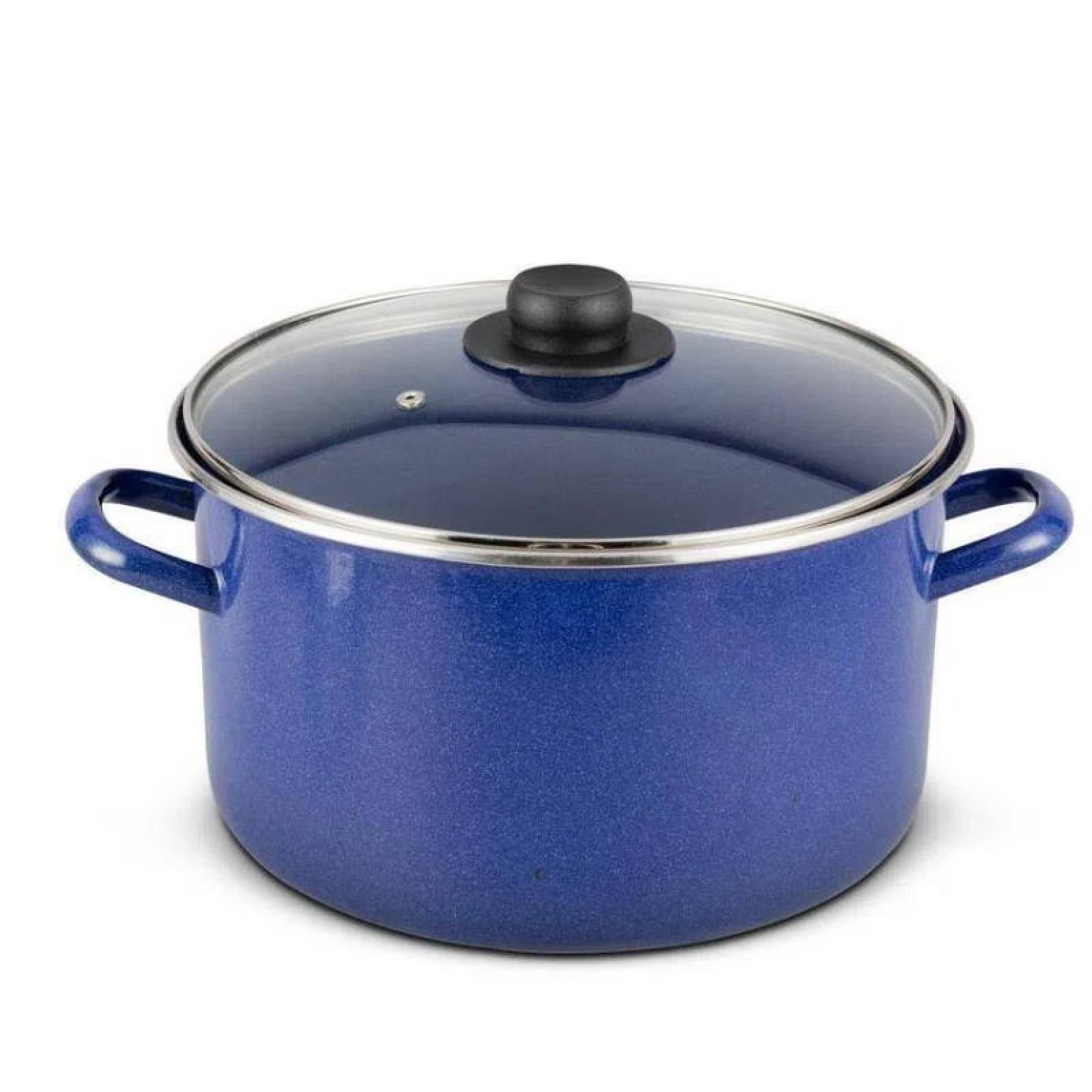 Olla Recta 26 cm Peltre Tapa Vidrio Ekco Azul 4034585