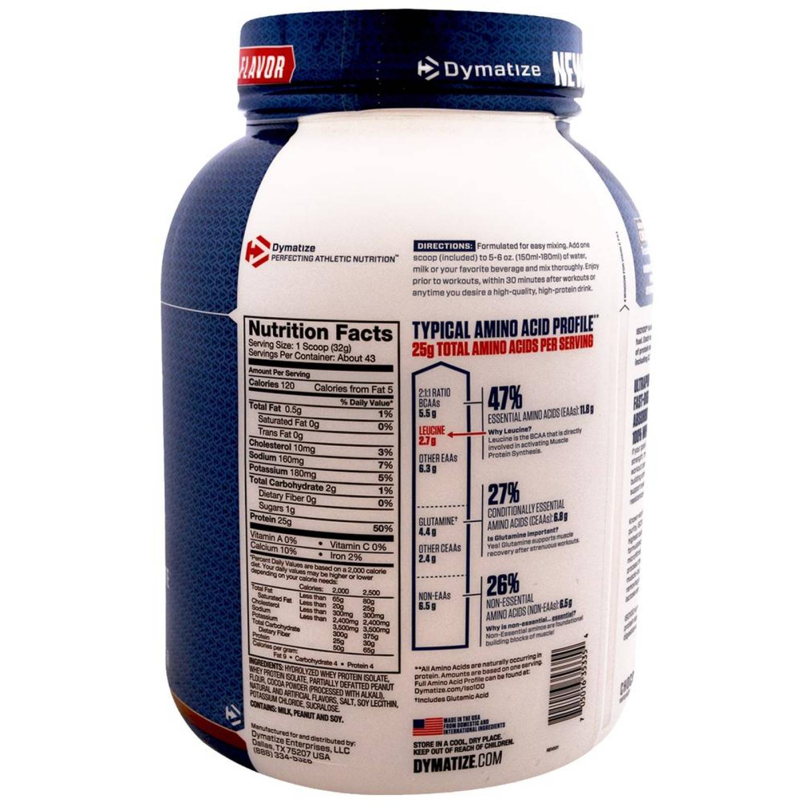 ISO 100 Proteína Hydrolyzed 5 Lbs Cookies And Cream Dymatize.