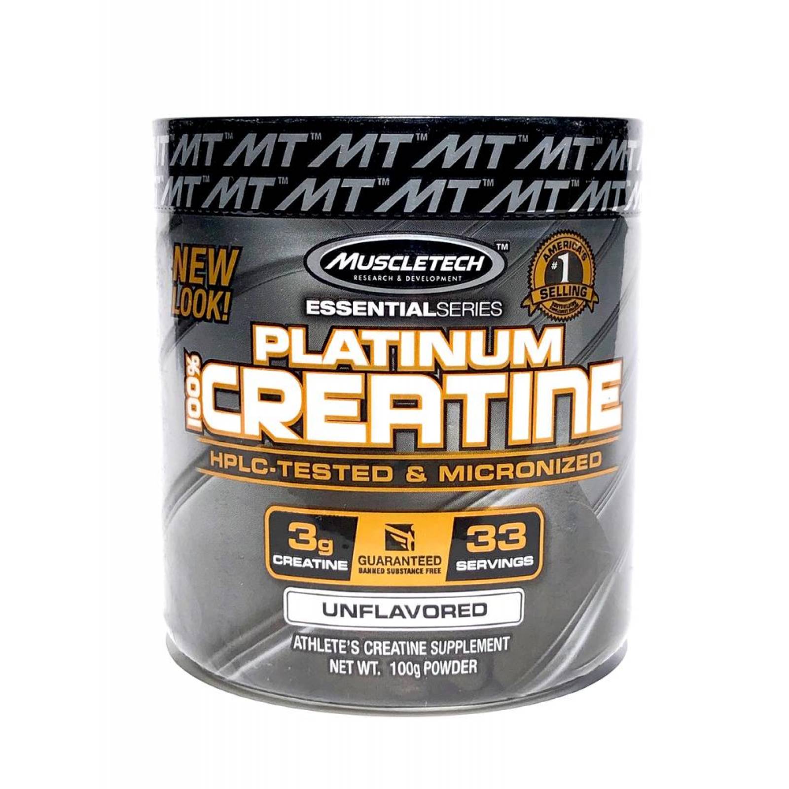 Creatina Platinum 100g 33 serv. Sin Sabor Muscletech.
