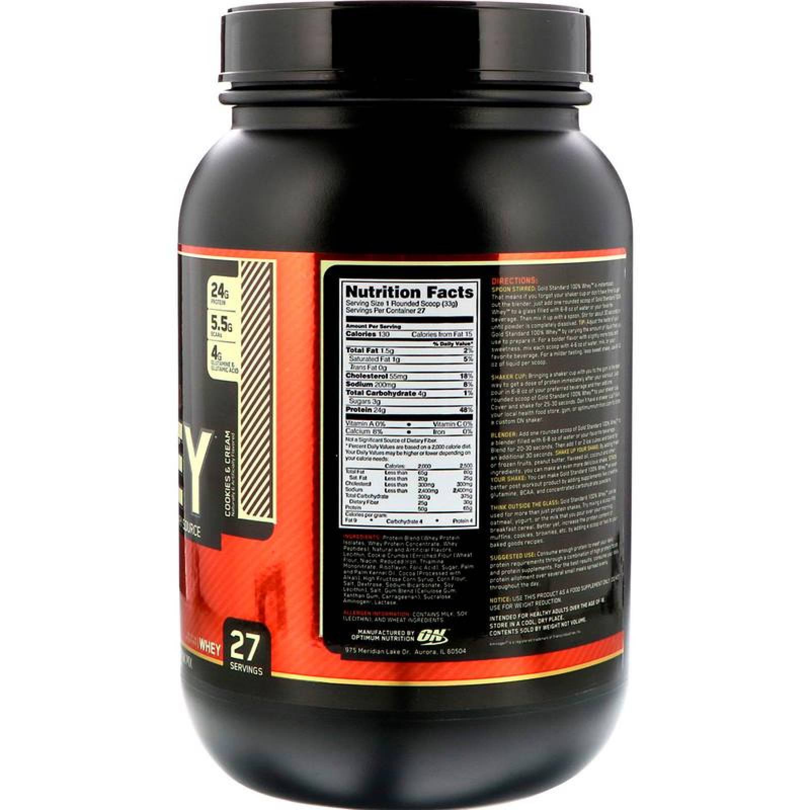 Proteína Gold Standard 100% Whey 2 Lbs Cookies and Cream Optimum Nutr