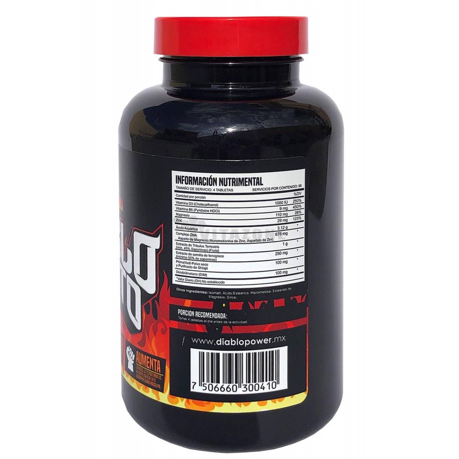 Pre entreno Diablo Testo 120 cápsulas 30 servicios.