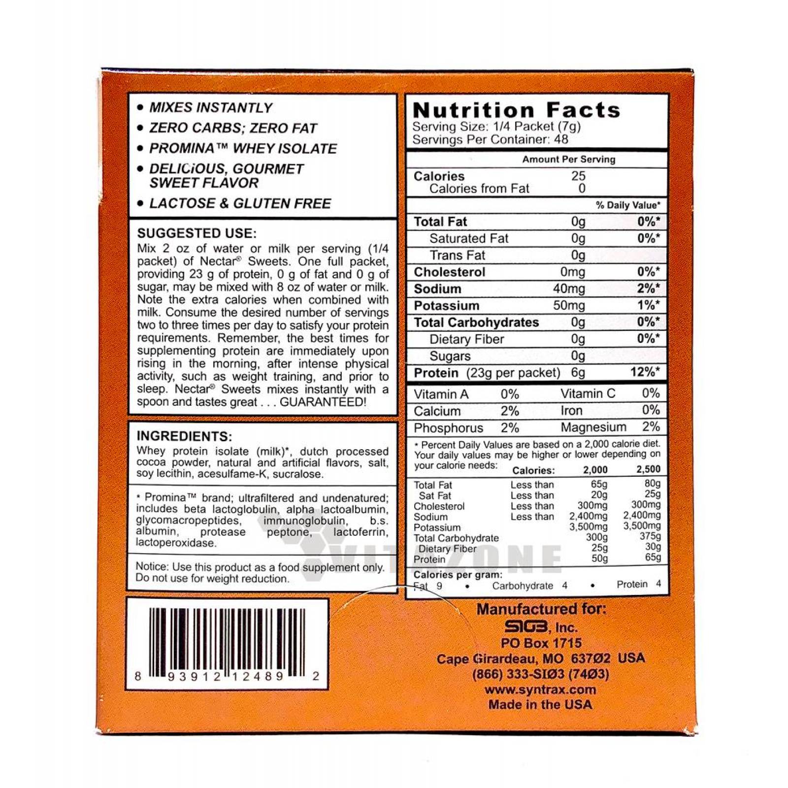 Proteína Nectar Grab N' Go Chocolate 12 packs Syntrax