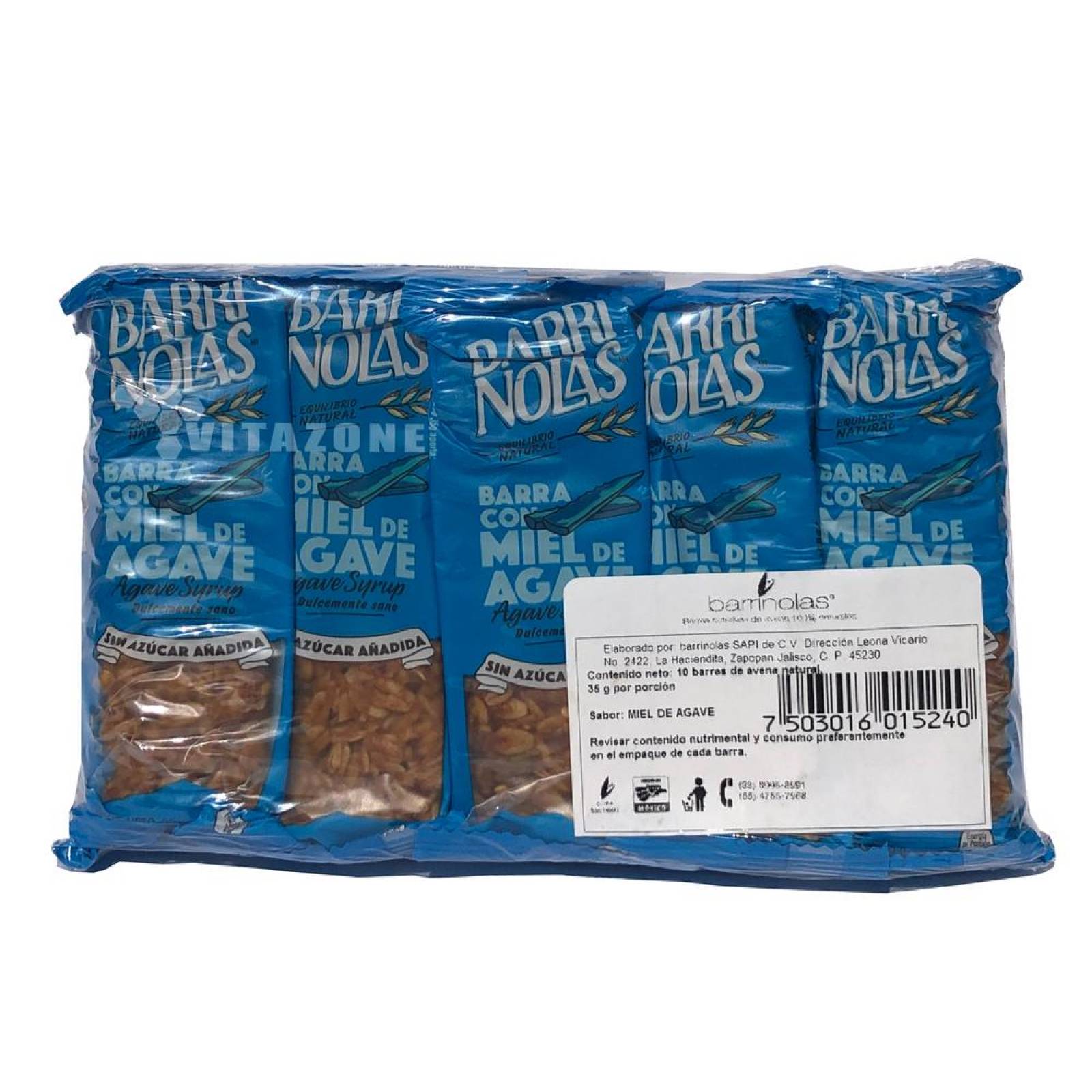 Barras de avena con Miel de Agave 10 barras Barrinolas