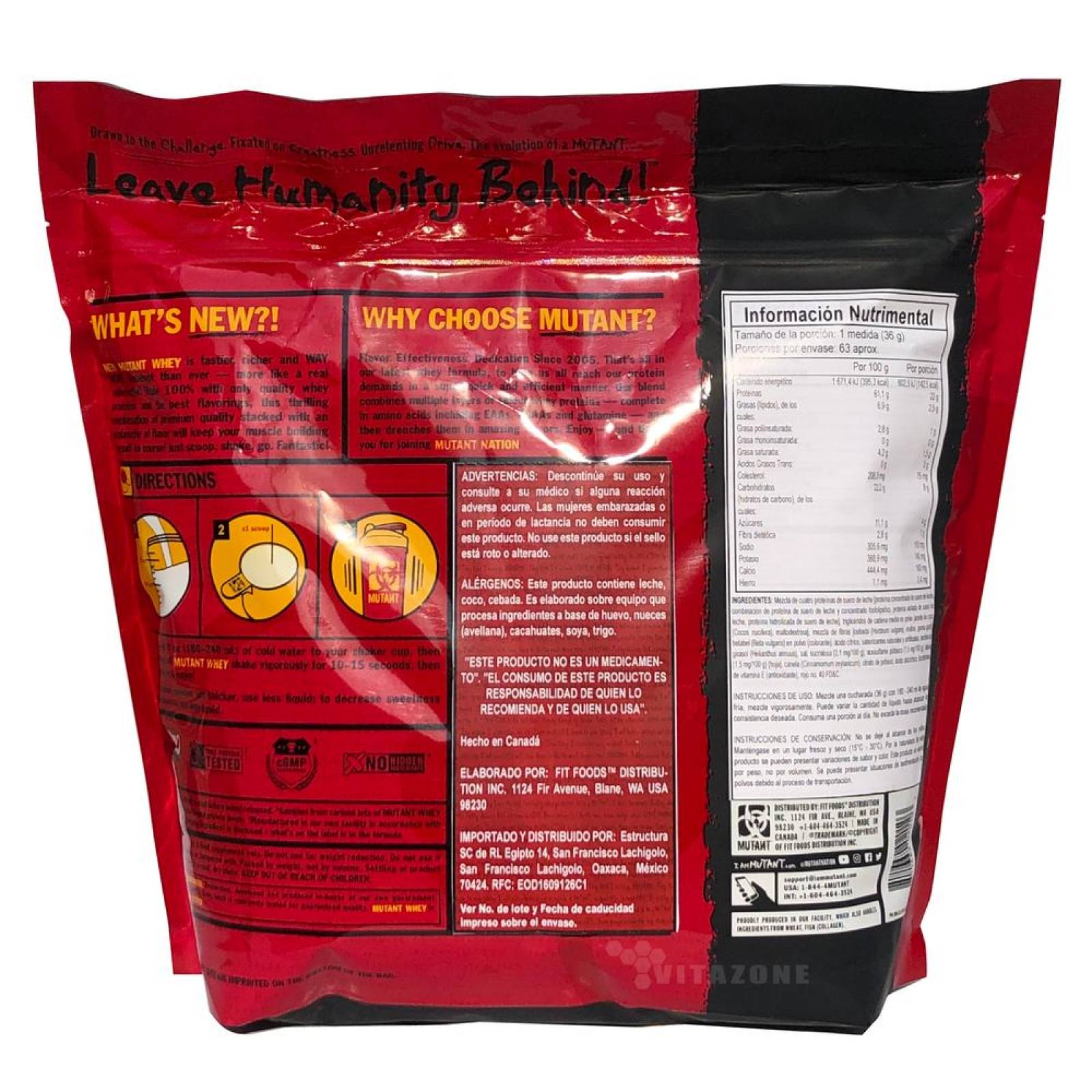 Proteína Mutant Whey 5 Lbs Sabor Fresa Mutant.