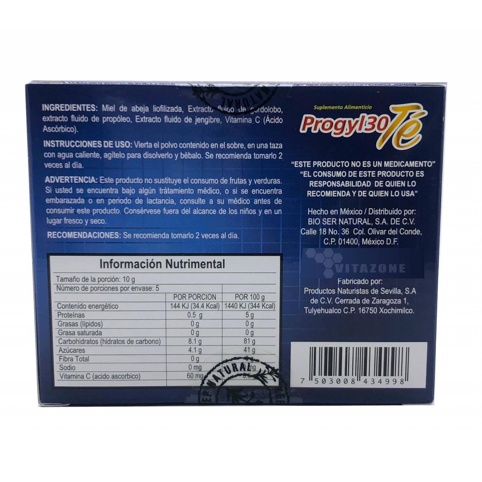 Progyl 30 Té 5 sobres Vitamina C Propóleo Jengibre Miel