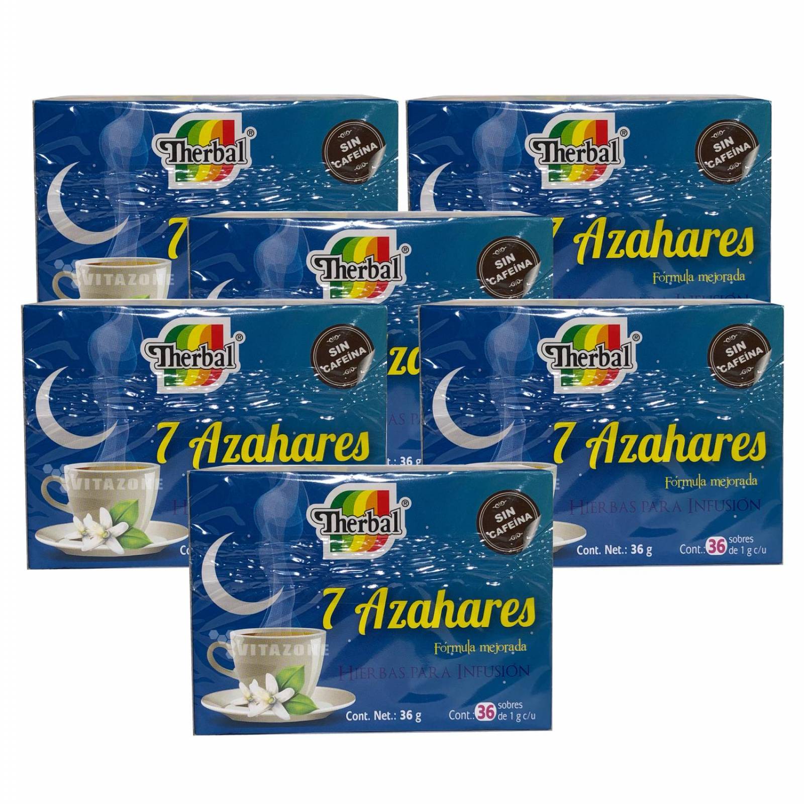 Té 7 azahares 36 sobres Formula Mejorada Therbal (6 CAJAS)