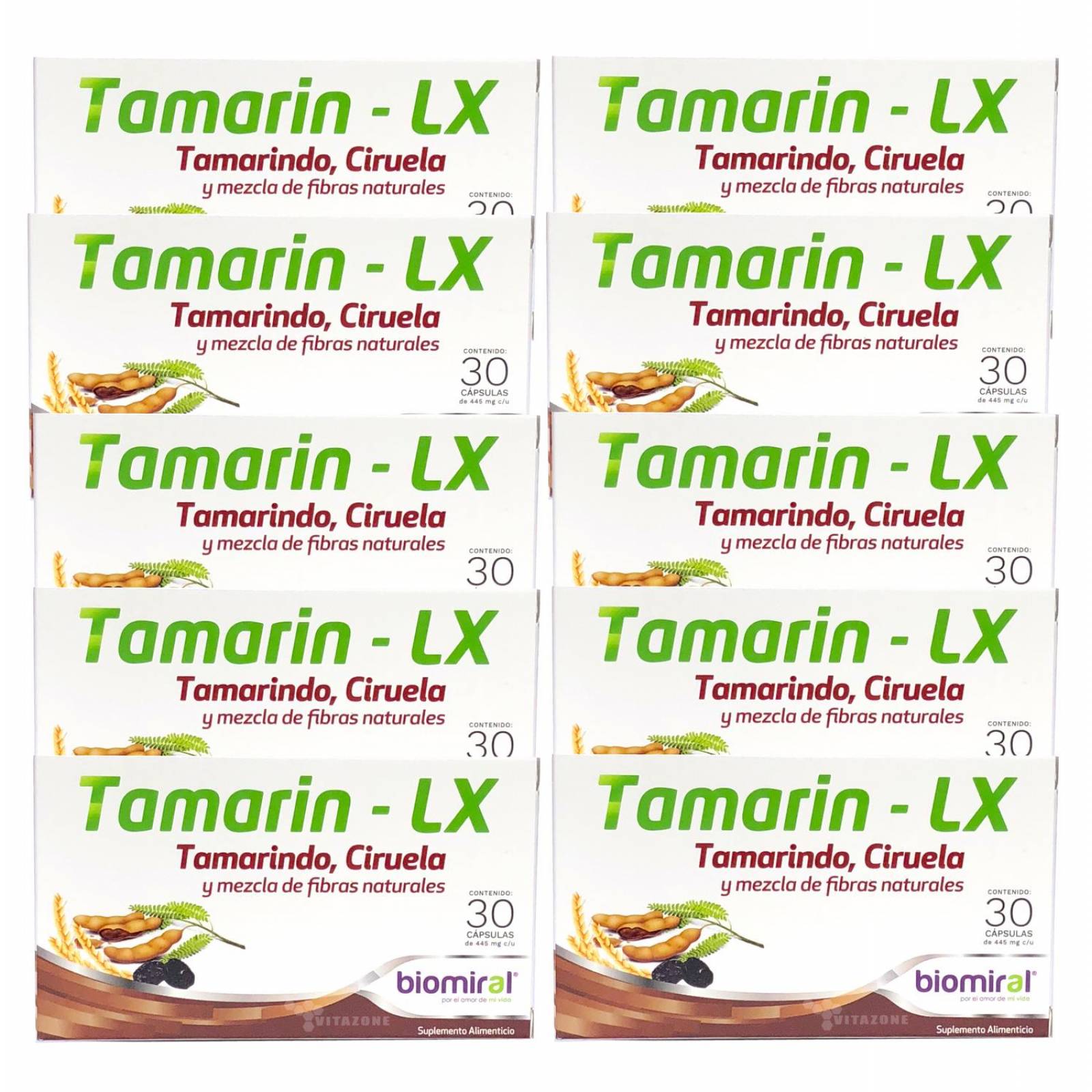 Tamarin -LX 30 cápsulas 445 mg Biomiral (10 Cajas)