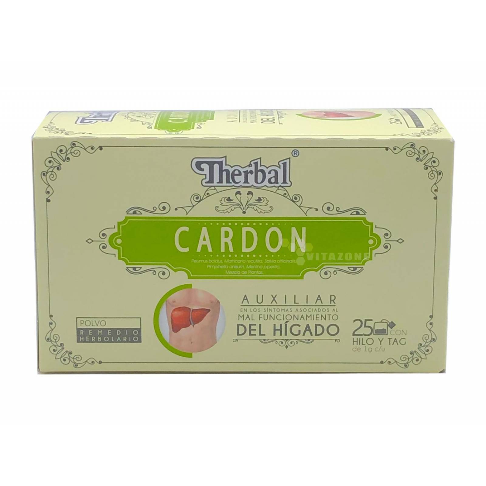 Té Cardon 25 sobres Therbal 3 cajas Boldo Salvia Manzanilla