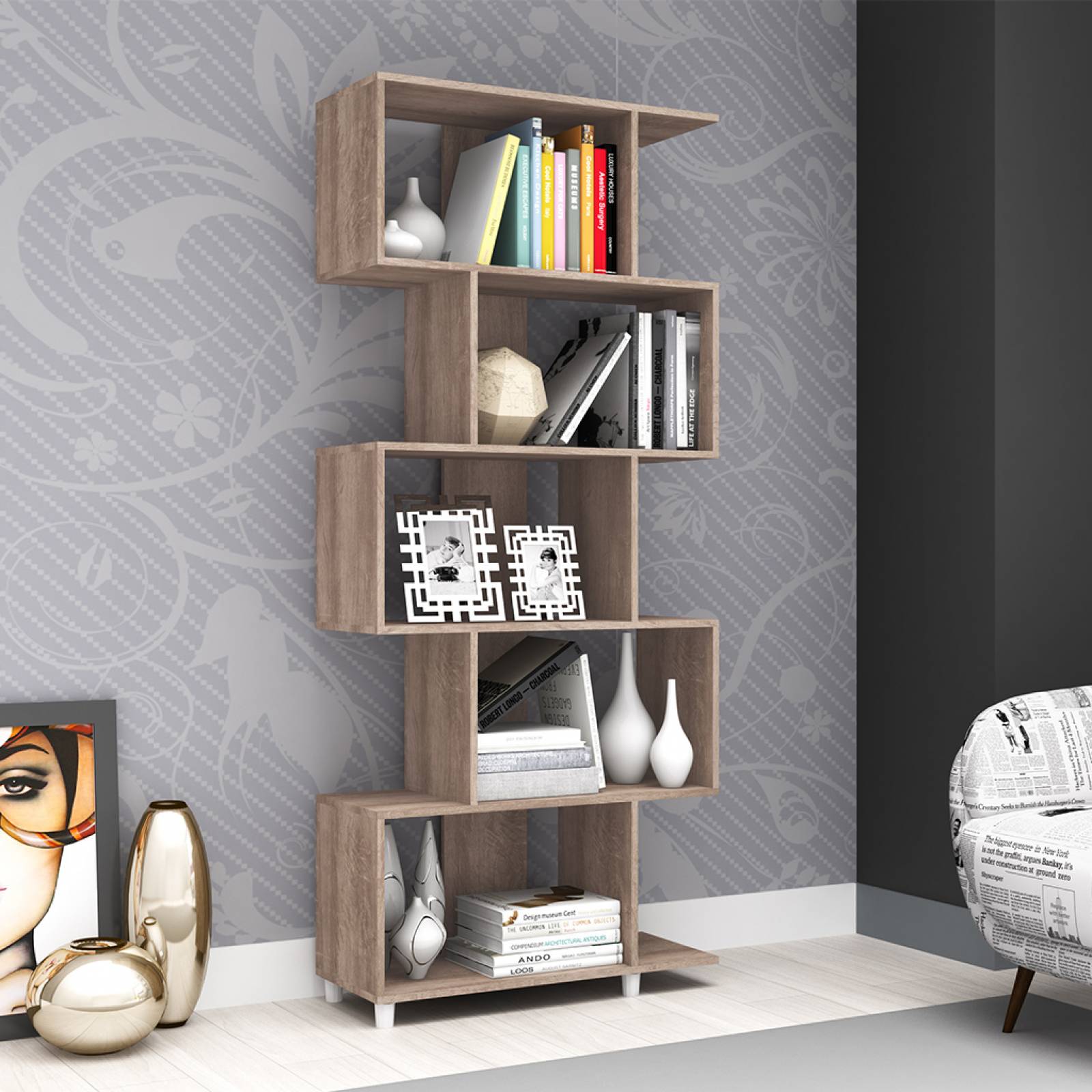 Estantería Librero Biblioteca Bertolini ESM 209 Rustico