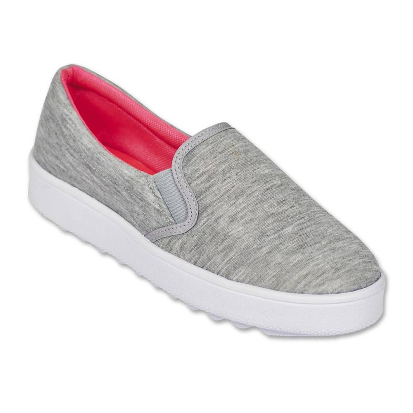 Calzado Dama Mujer Zapato Sneaker Casual Textil Gris Comodo