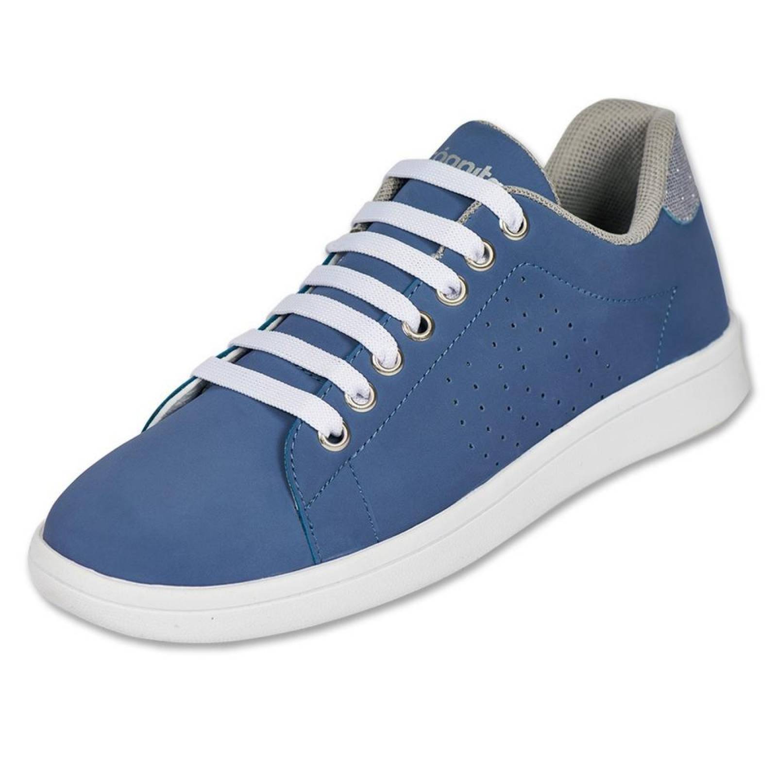 Calzado Dama Mujer Tenis Casual Tipo Gamuza En Azul Comodo