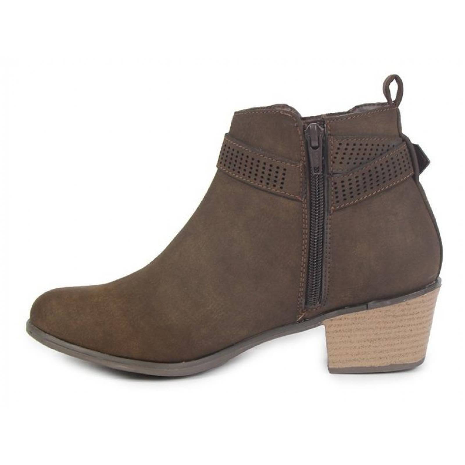 Botines Dama Mujer Tipo Gamuza Café Casuales