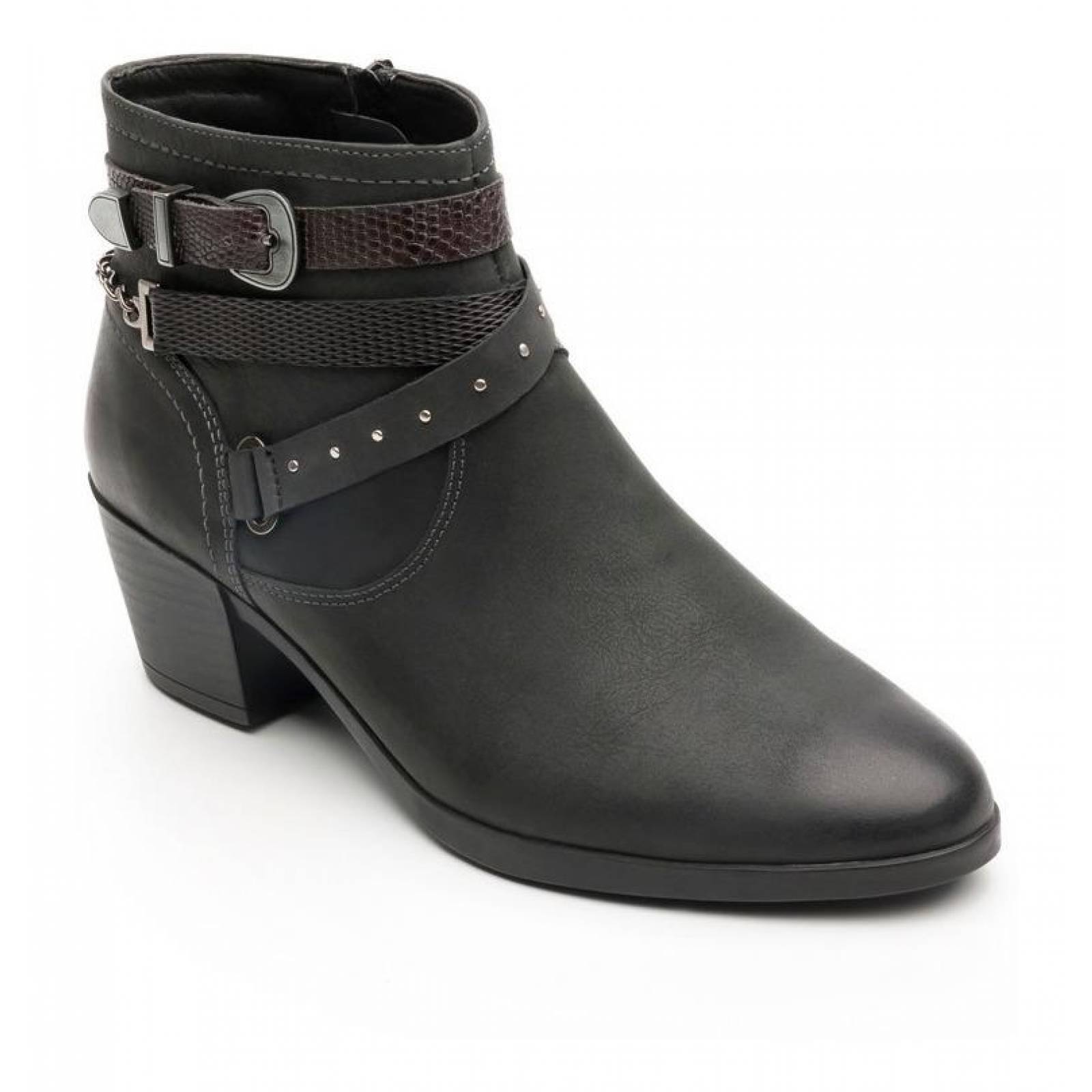 Botines Dama Mujer Flexi Piel Negro Casuales Cómodos