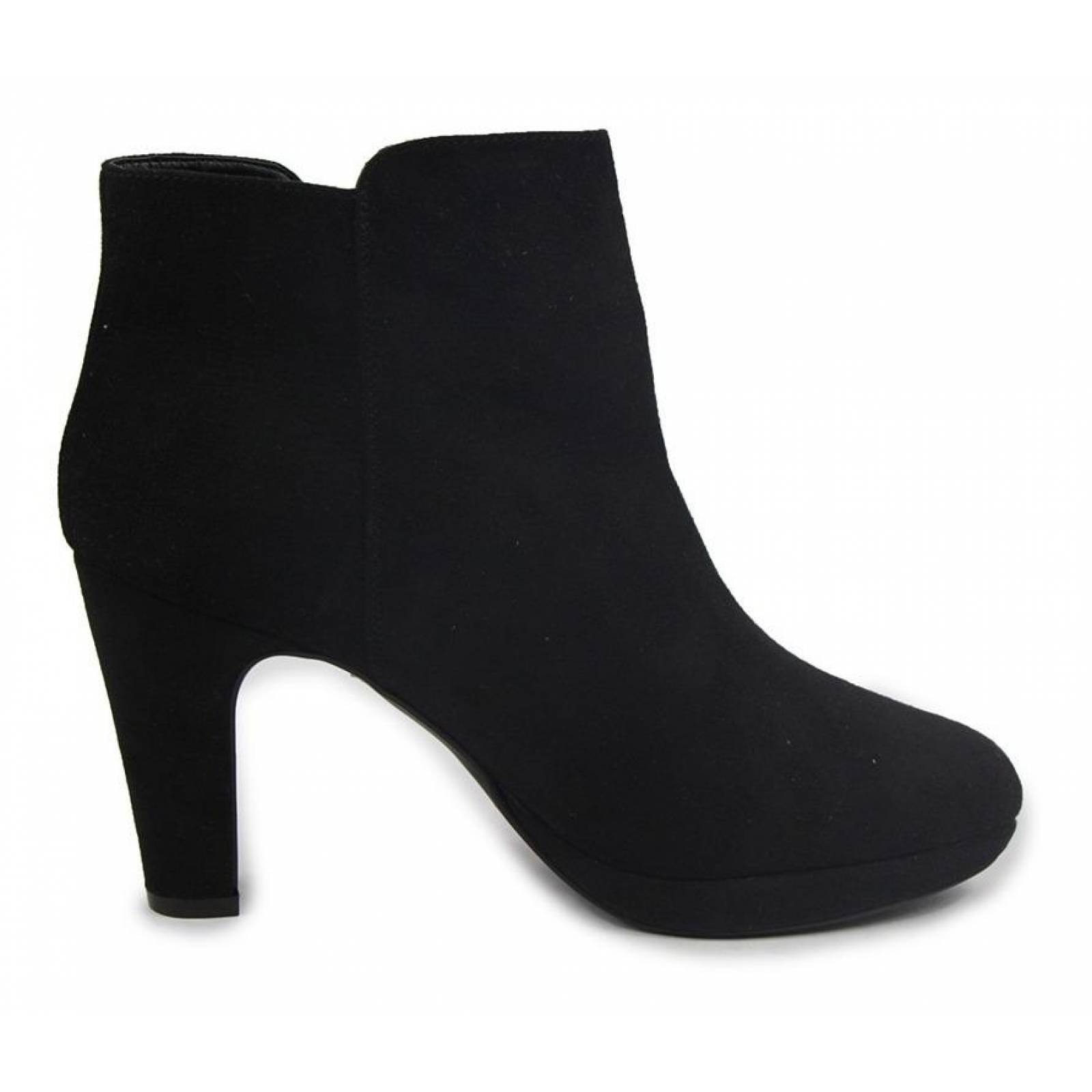 Botines Dama Mujer Tipo Gamuza Negro Casuales