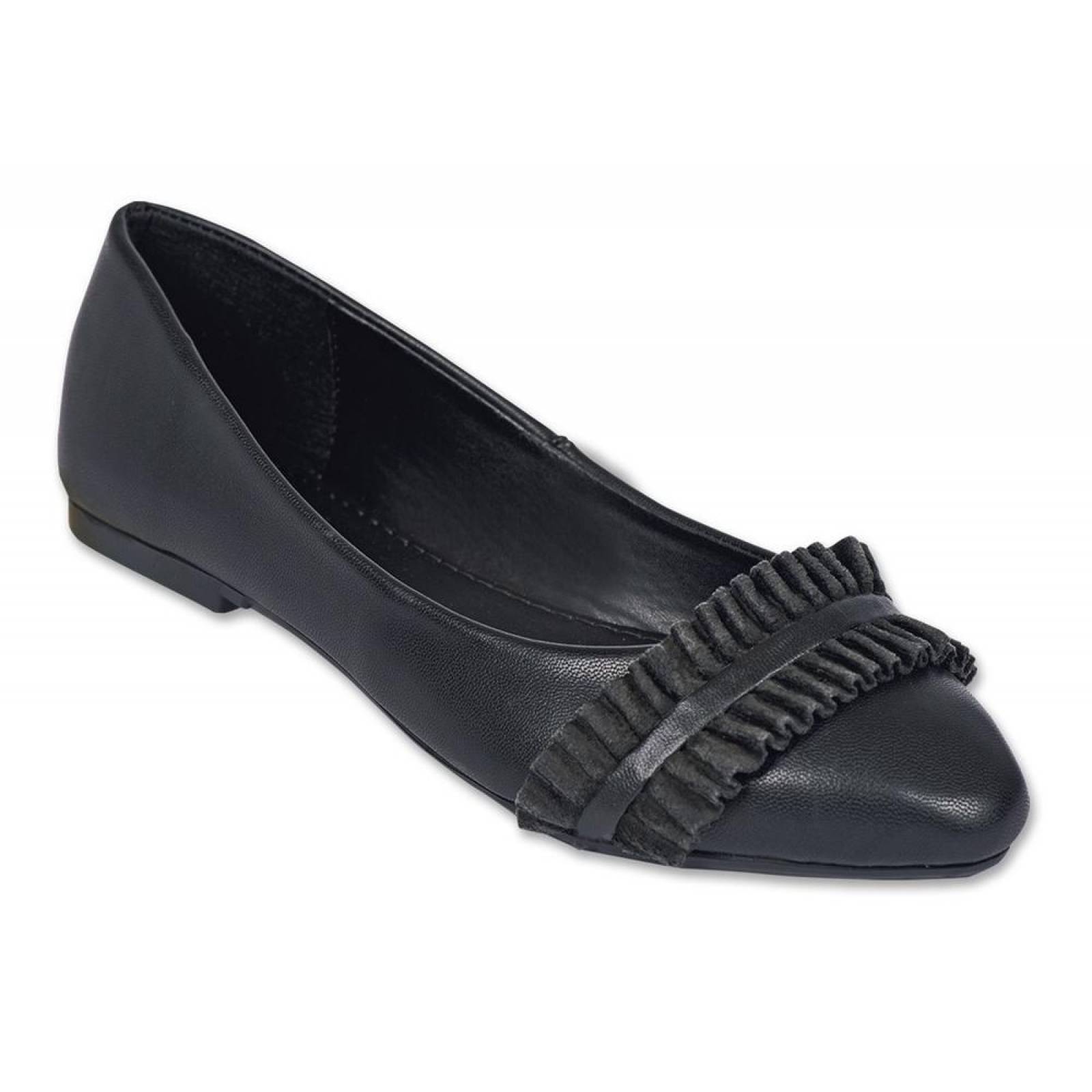 Calzado Dama Mujer Zapato Casual Tipo Piel En Negro Comodo