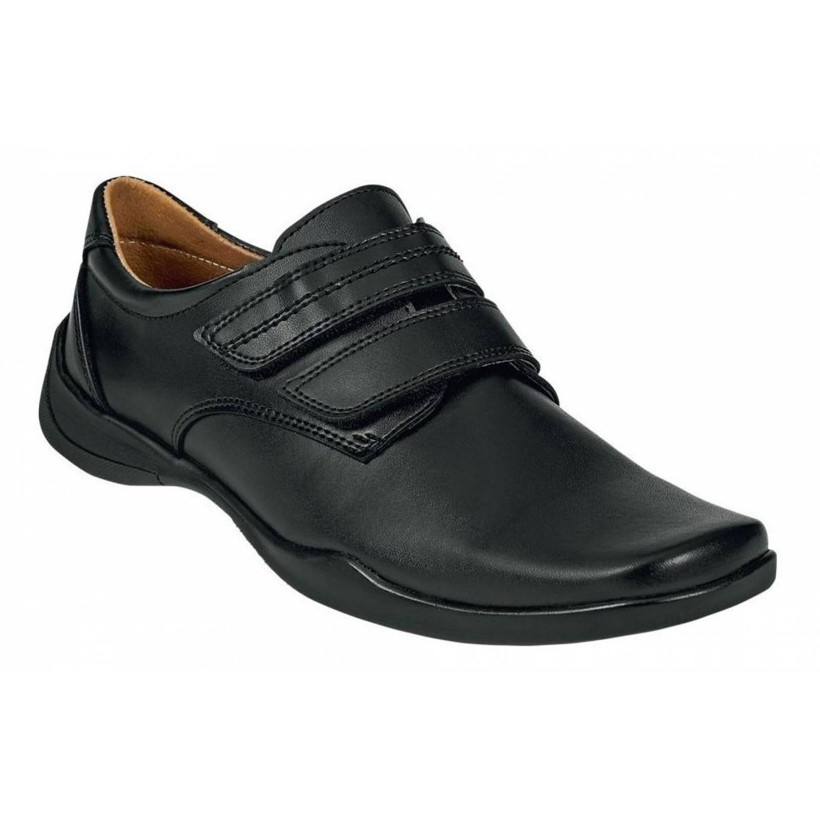 Calzado Juvenil Niño Zapato Escolar Tipo Piel Negro Comodo