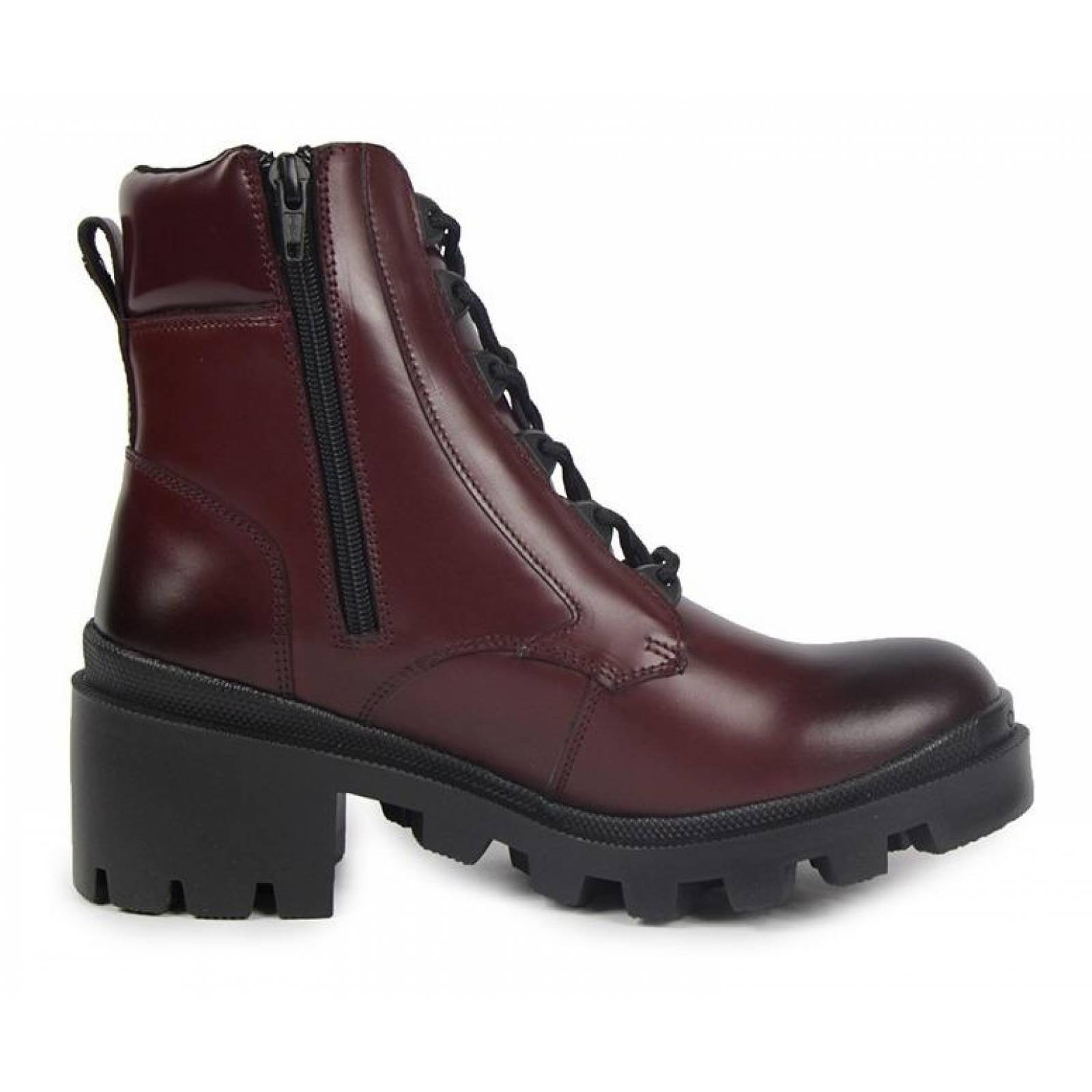 Botas Dama Mujer Swiss Brand Vino Tacón Ancho Casuales