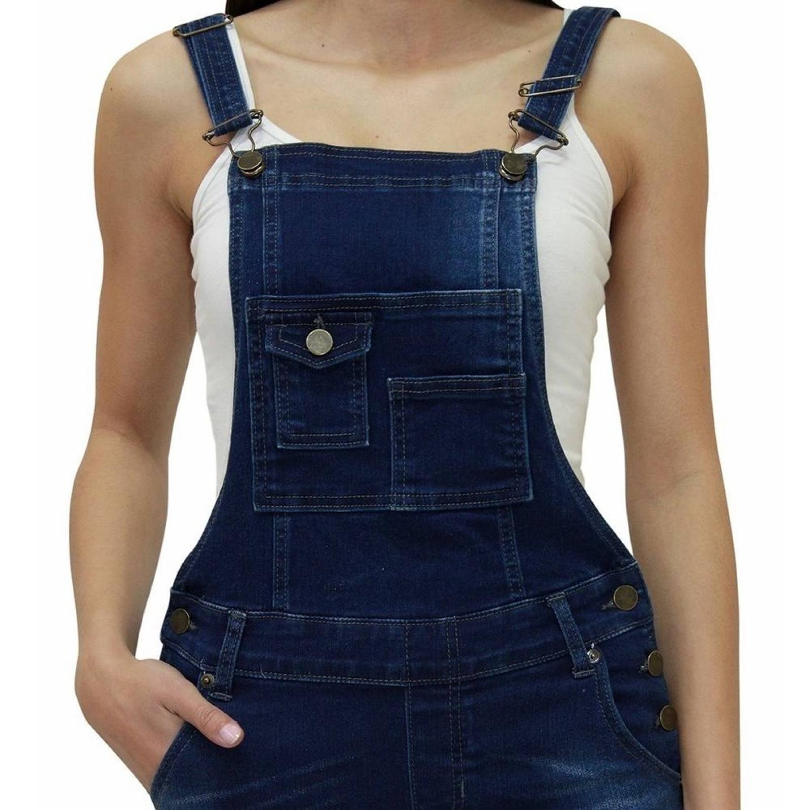 Overol Jeans Dama Skynny Mezclilla Marino Casual