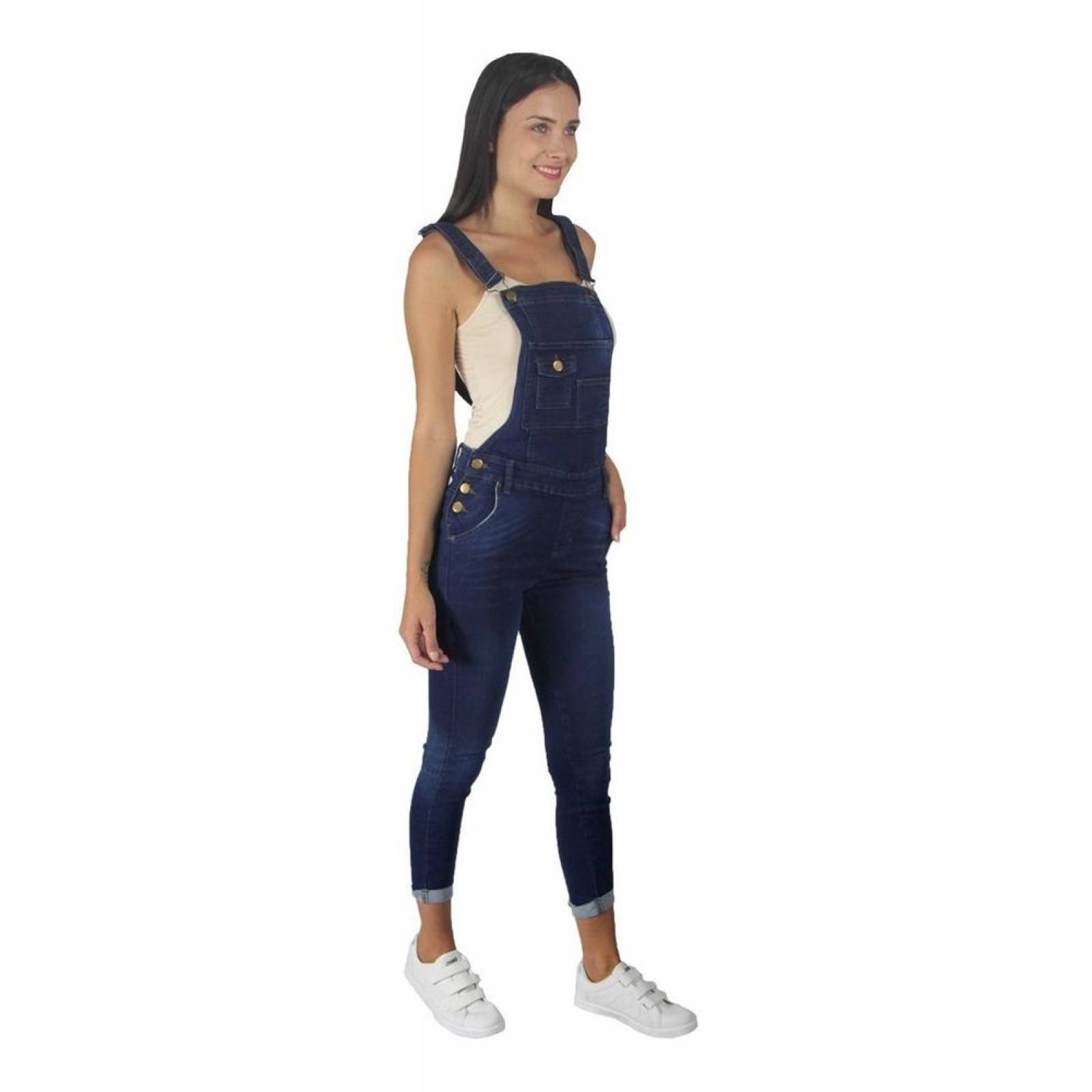 Overol Jeans Dama Skynny Mezclilla Marino Casual
