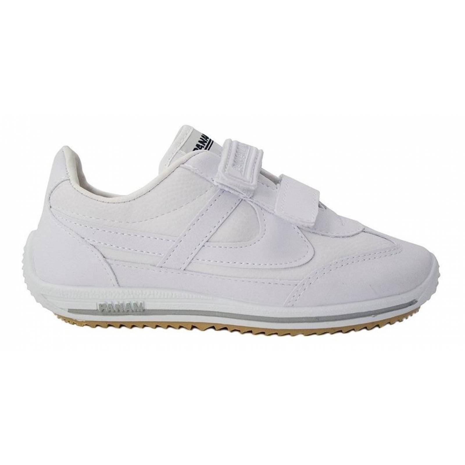Tenis Panam Unisex Infantil Tipo Piel Blanco Casual Clásico