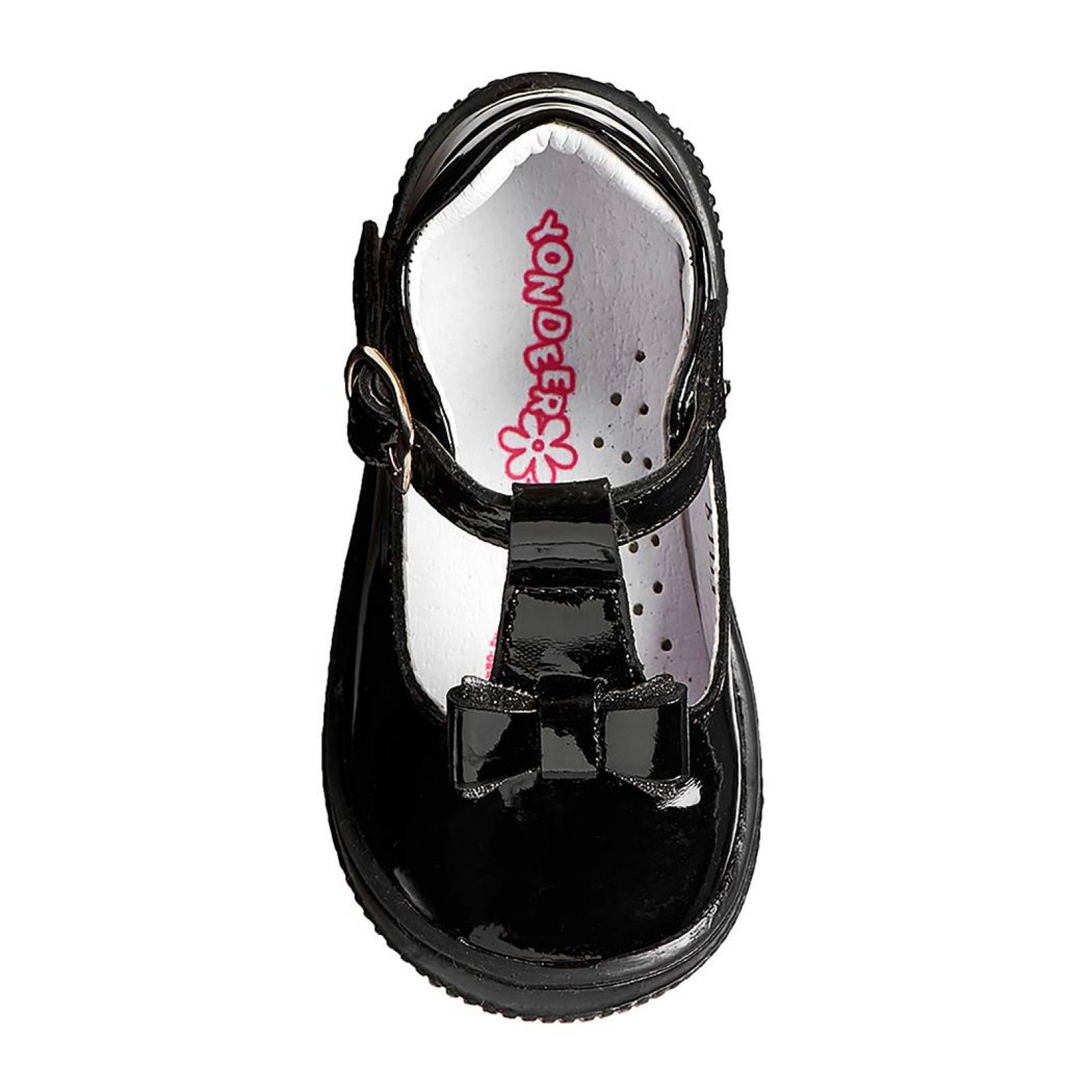 Zapato Para Niña Casual Charol Negro Con Moño Cómodo