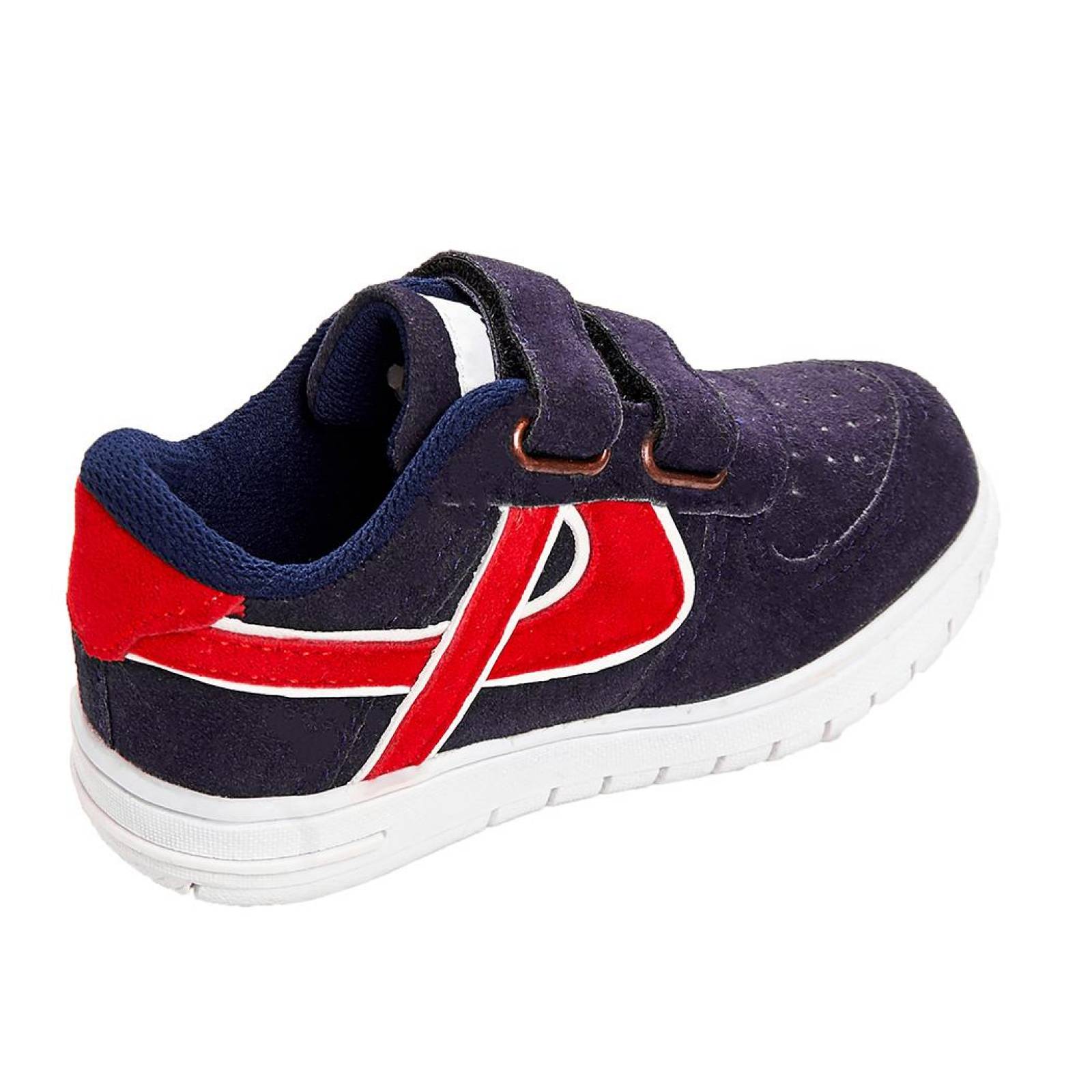 Tenis Panam Infantil Unisex Tipo Gamuza Azul y Rojo Casual