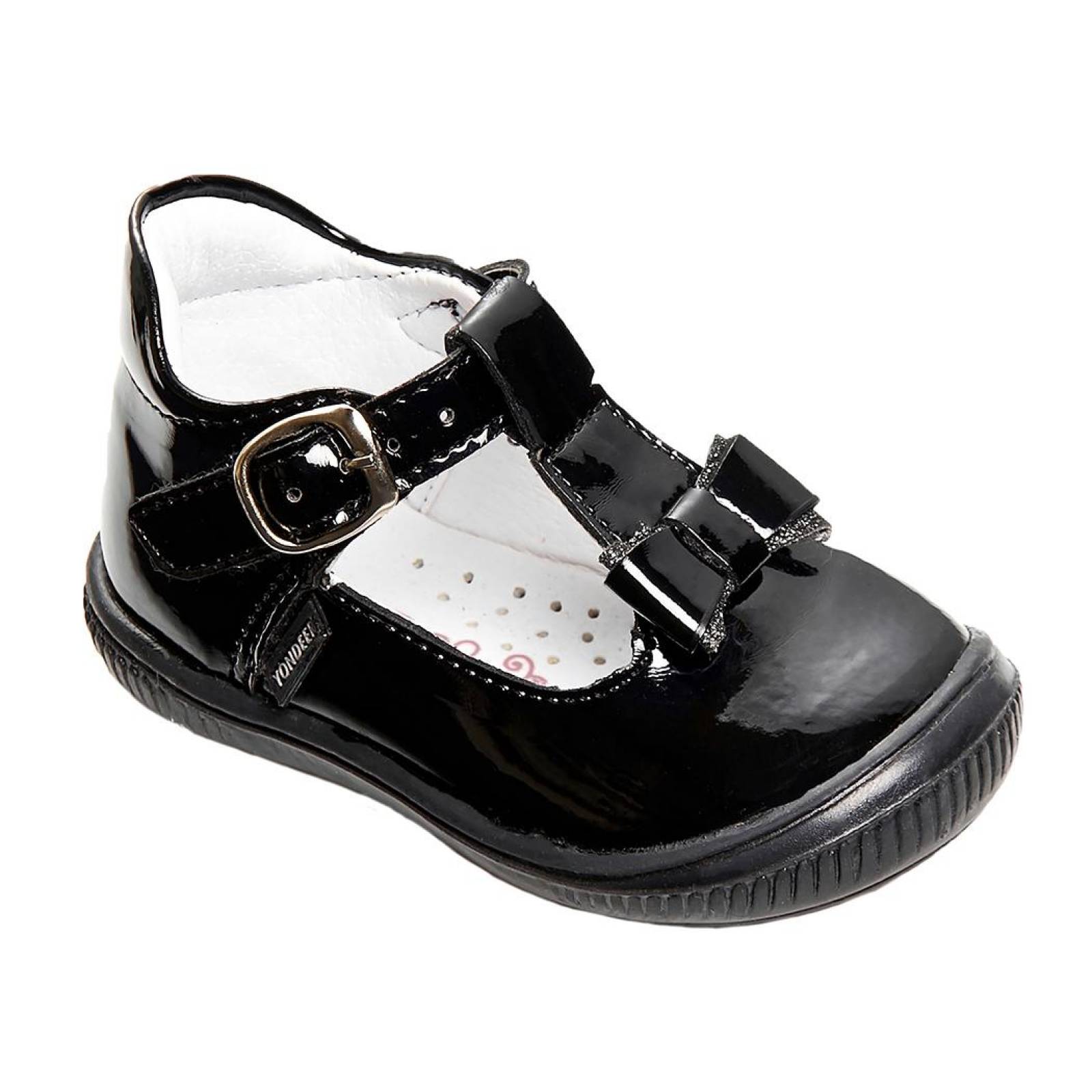 Zapatos Para Niña Casuales Con Moño Charol Negro Cómodos