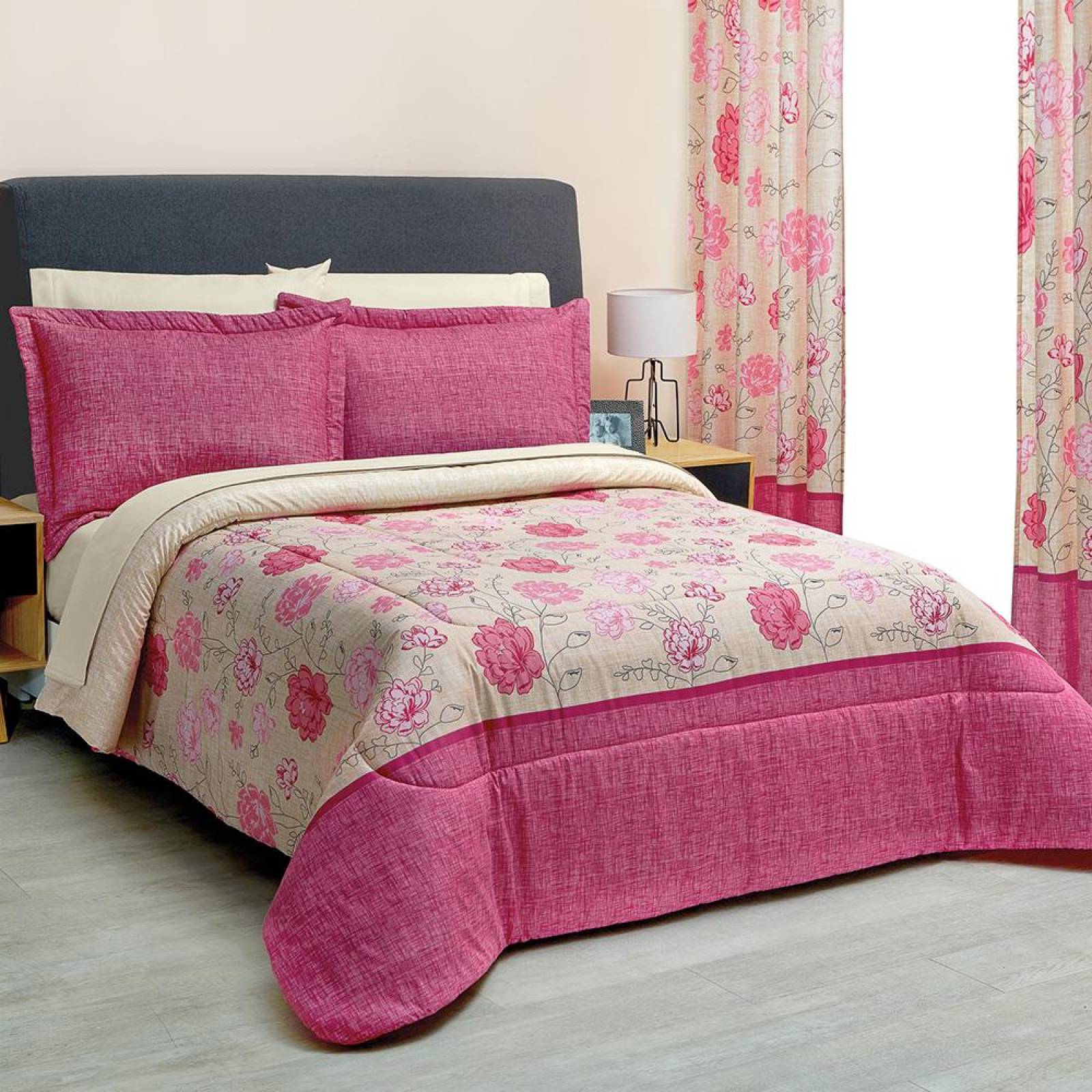 Edredón Matrimonial Doble Vista Con Sabanas Diseño Floral