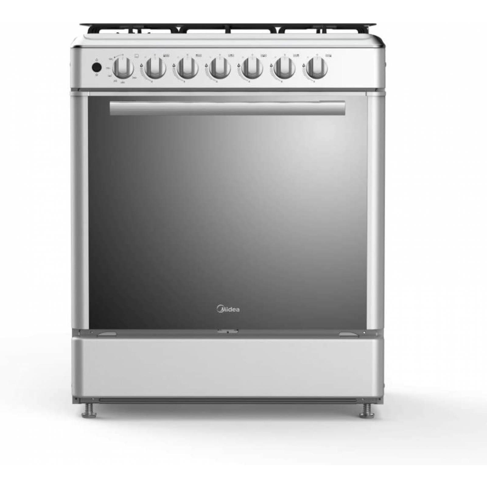 Estufa de 30" 6 quemadores c/capelo color silver marca midea