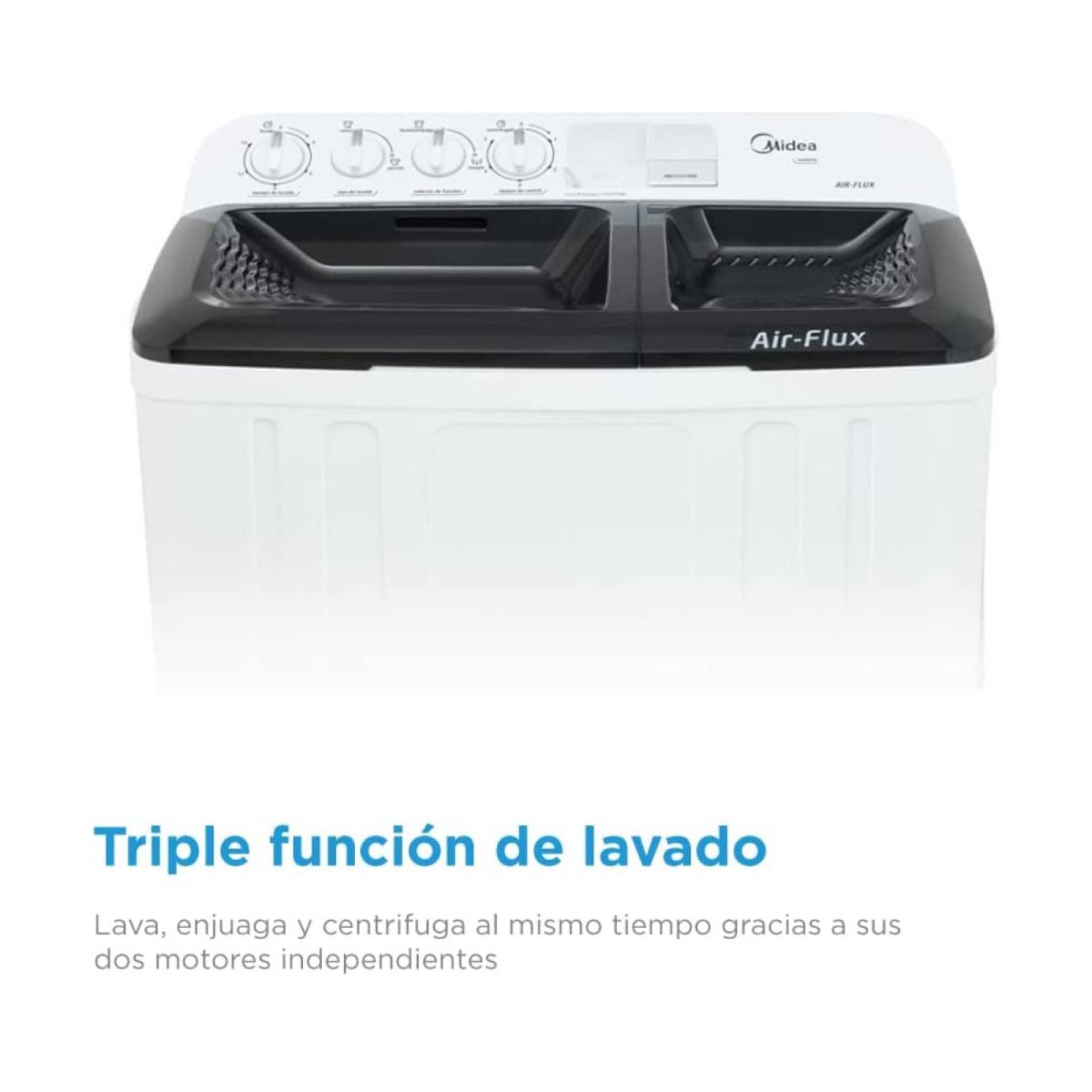 Lavadora Midea doble Tina 22kg Blanca triple Función Air Flux