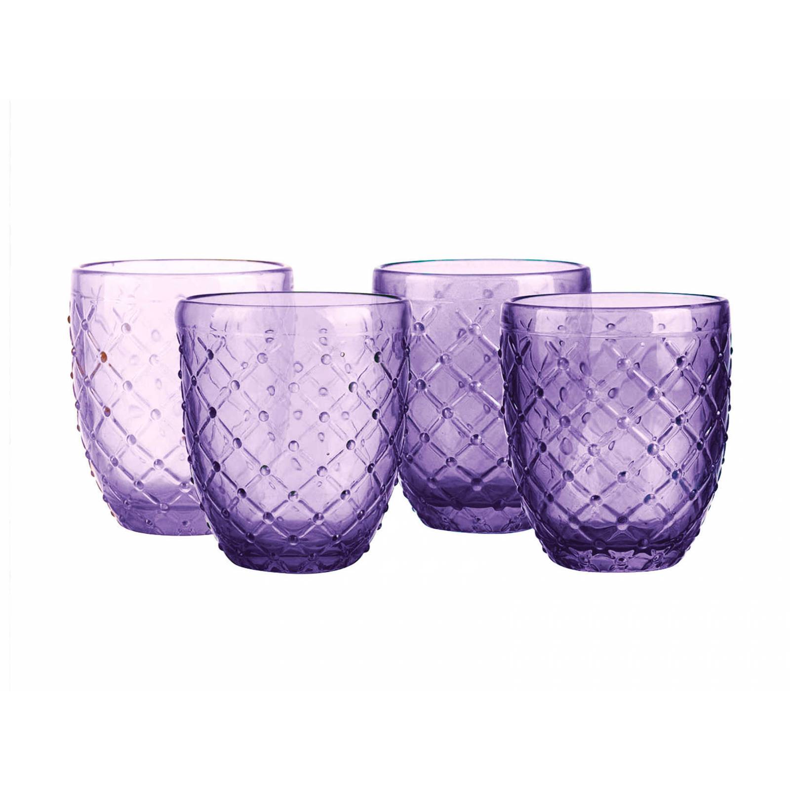 Set de 4 Vasos de Cristal Knitted Violeta 305ml