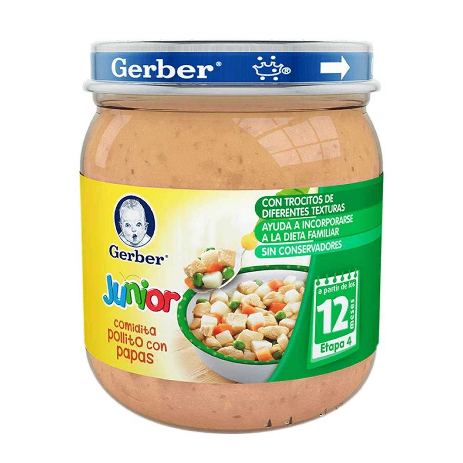 Gerber Papilla Etapa 4 Comidita Pollo con Papas frasco 250g