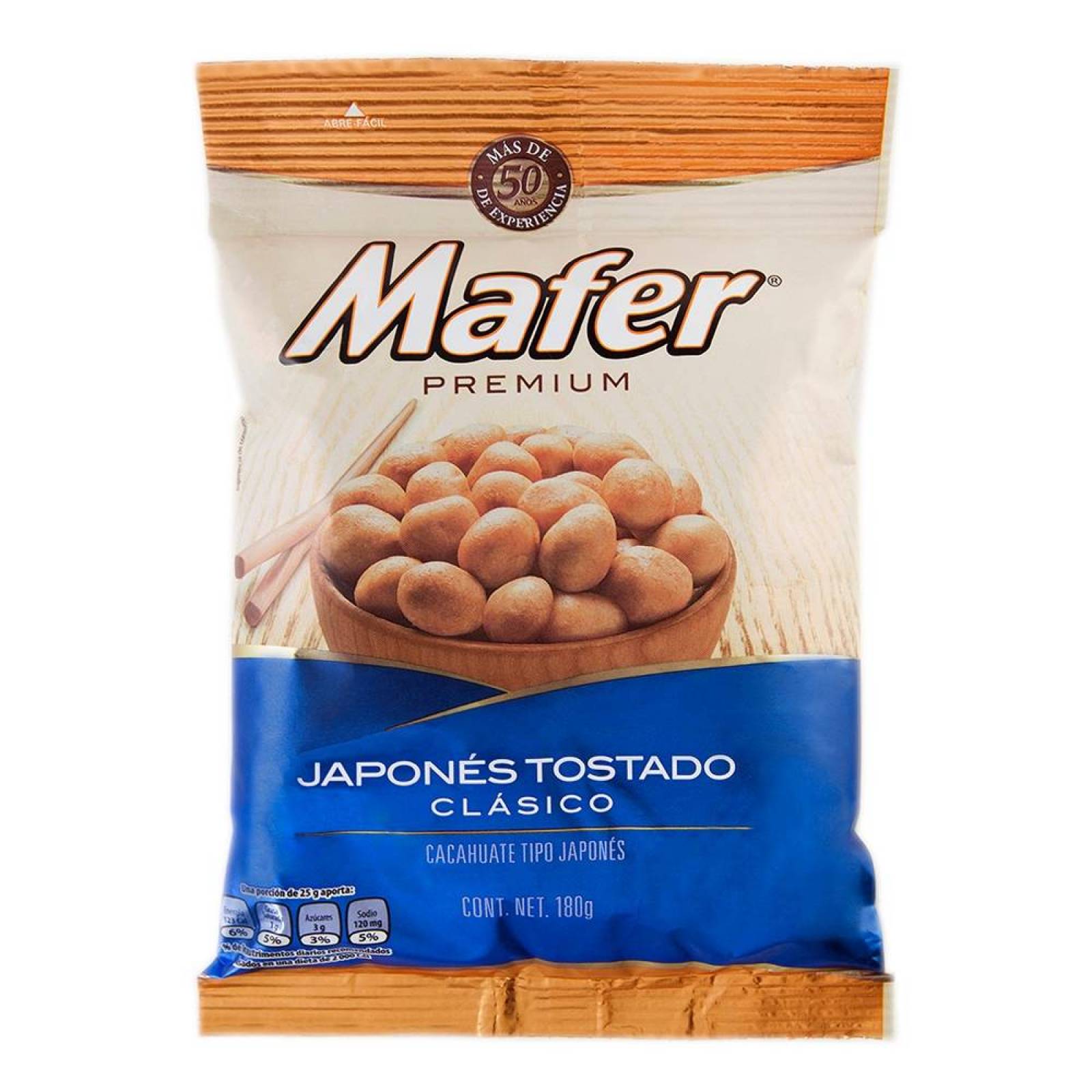 Mafer Cacahuates Japonés Tostado Clásico bolsa 180g