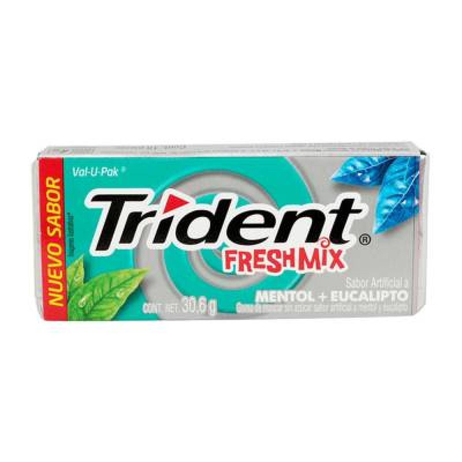 Trident Goma de Mascar Mentol + Eucalipto paquete 30.6g