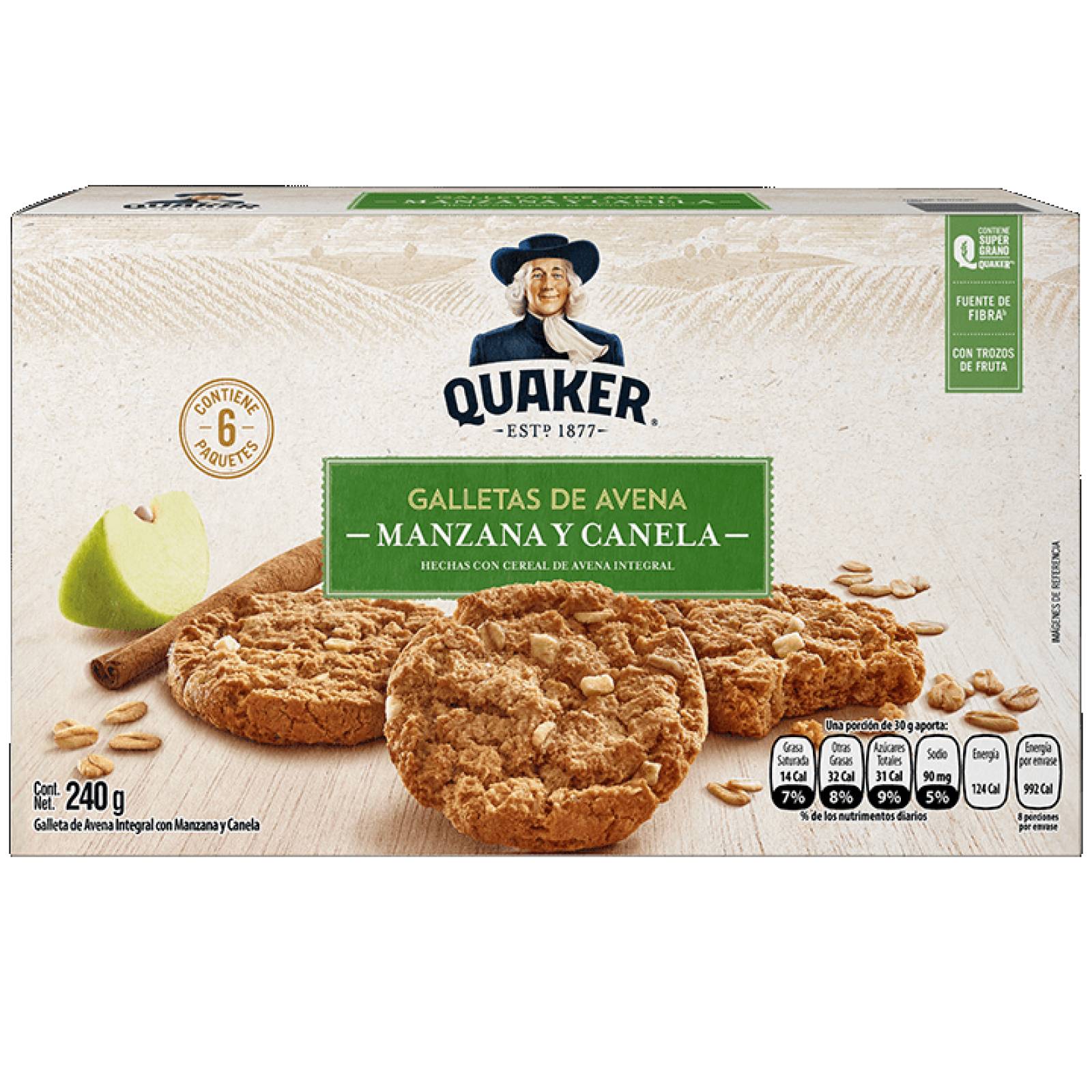 Quaker Galletas de Avena Manzana y Canela caja 240g