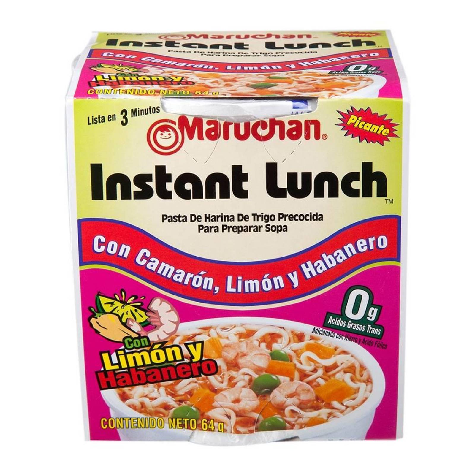 Maruchan Sopa instantánea sabor Limón y Habanero bote 64g