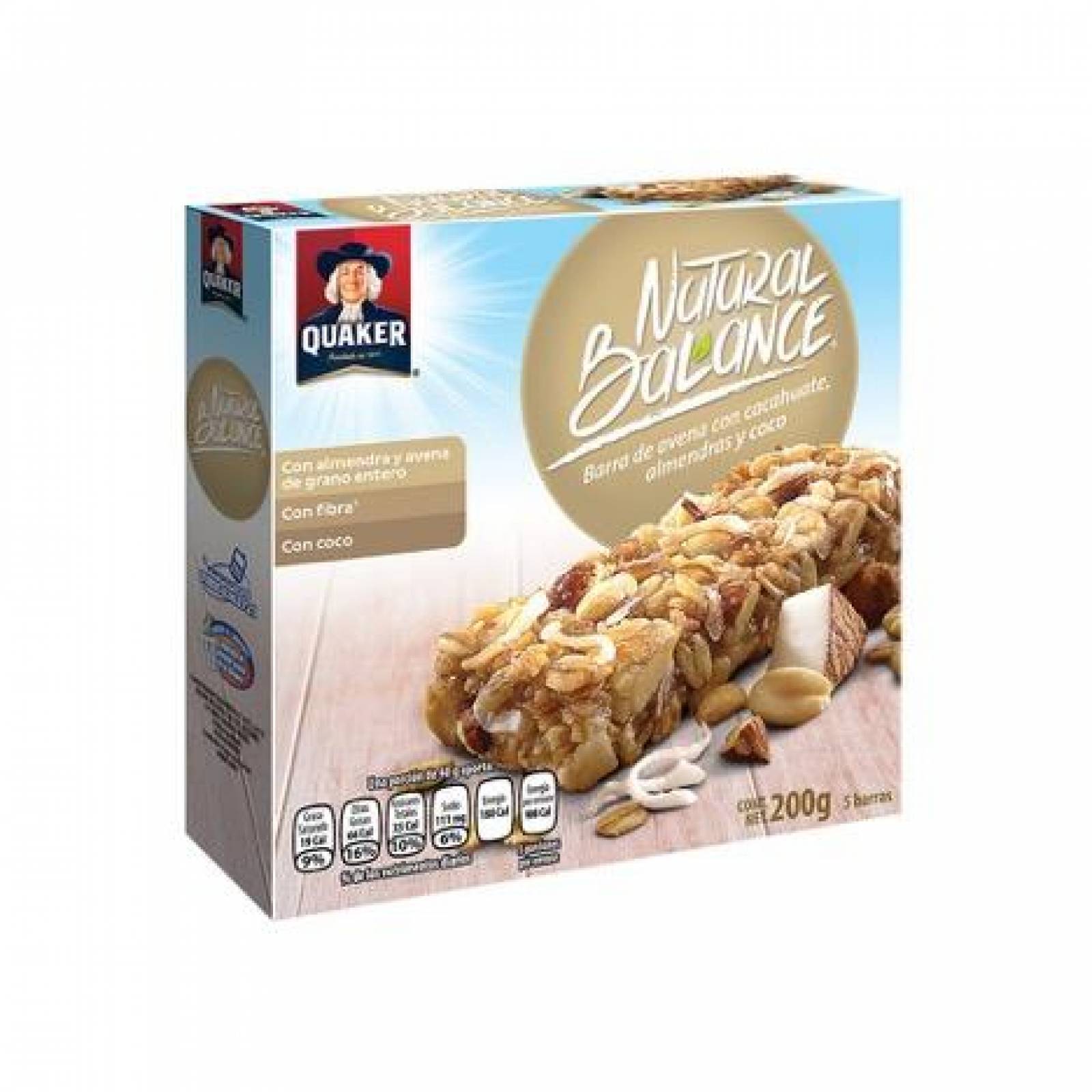 Quaker Natural Balance Barra sabor Coco caja 6 piezas