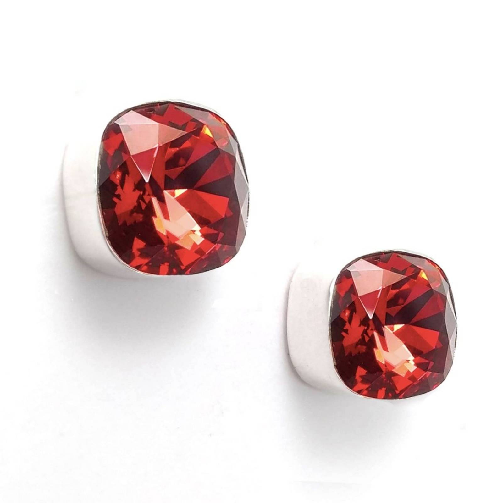 Aretes Rojos de Plata .925 Joyería Zvezda