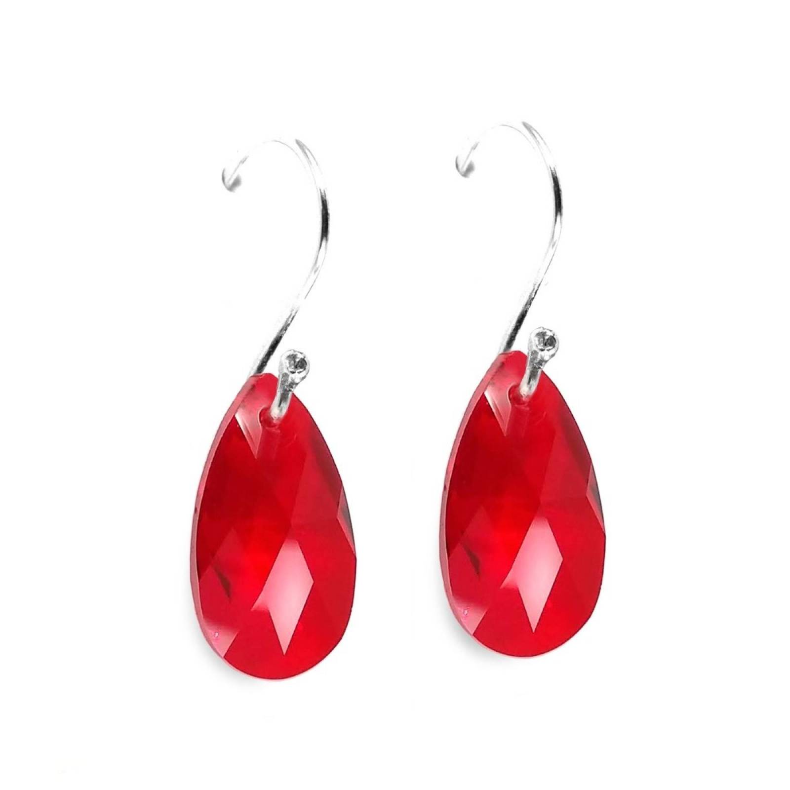 Aretes Rojos de Plata .925 Joyería Zvezda