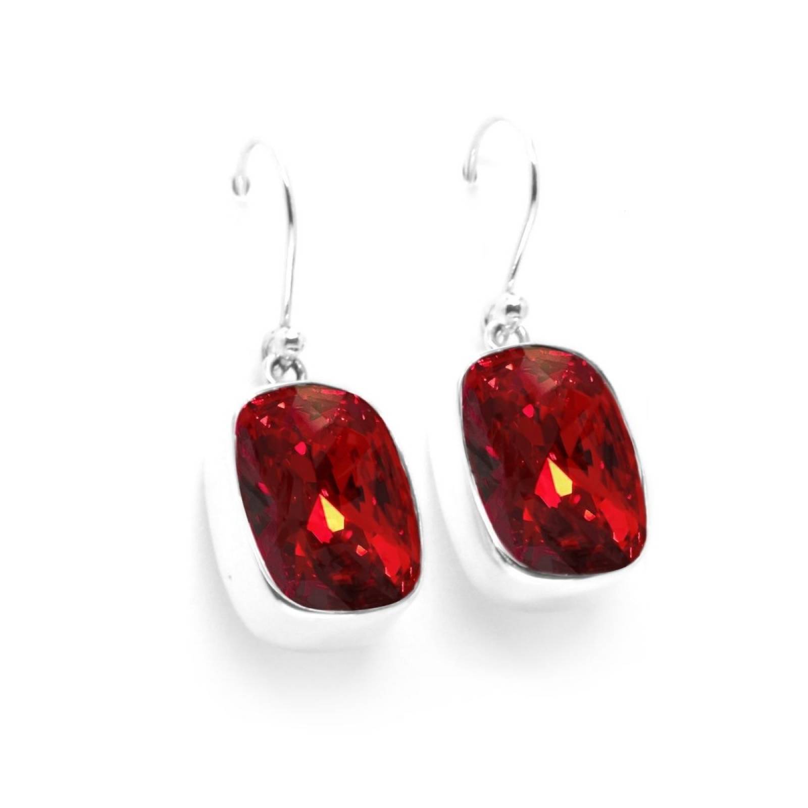 Aretes Rojos de Plata .925 Joyería Zvezda
