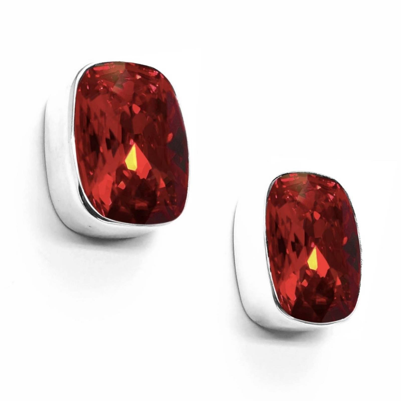 Aretes Rojos de Plata .925 Joyería Zvezda