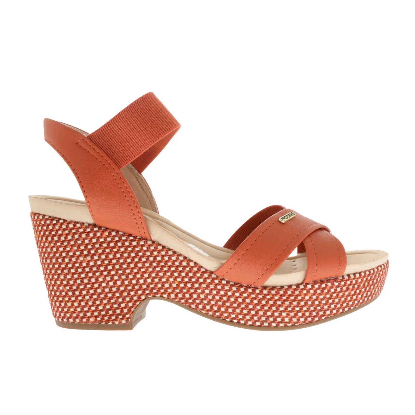 Sandalias Paulette color naranja con resorte y trenzado en suela