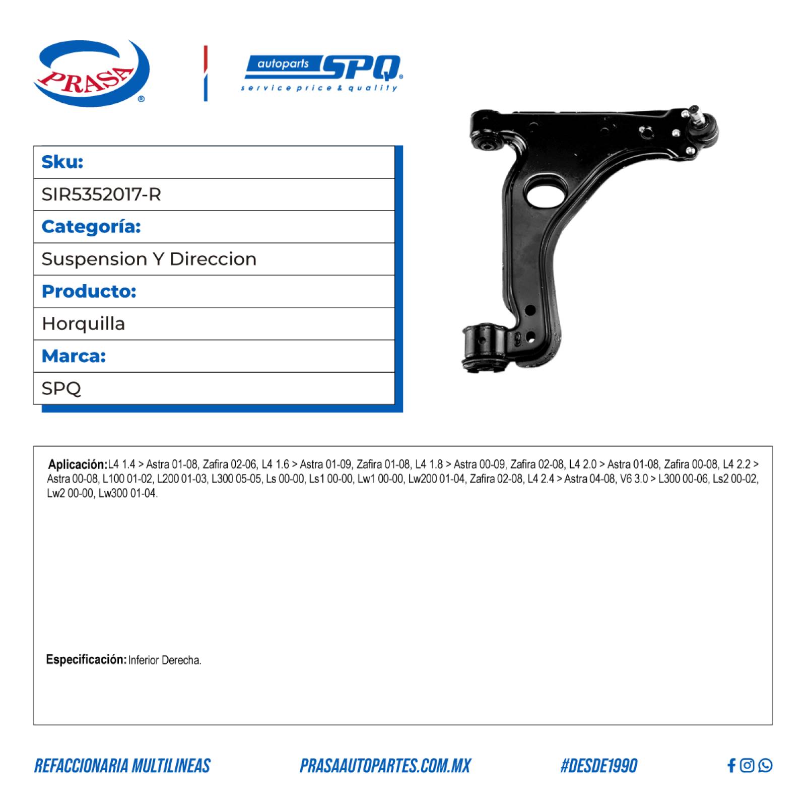 Horquilla, SPQ; Para Chevrolet Astra 2001-2008 L4; 1.4