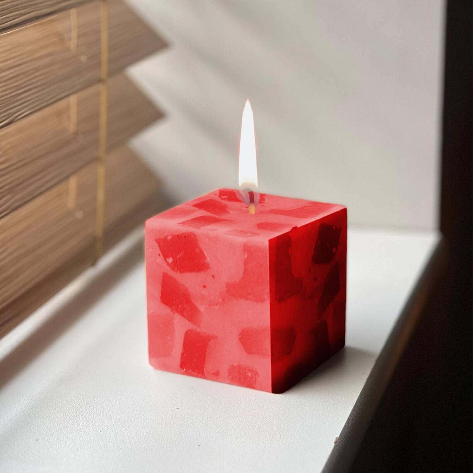 Velas Aromaticas Diseño de Mosaico Cuadradas 6pz de 3x3cm Canela.
