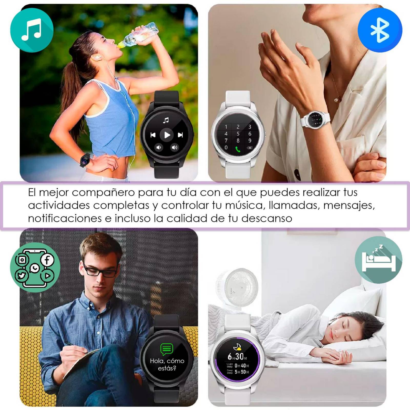 Reloj Smartwatch VAK T90 Bluetooth IP67 TIMER MENSAJES FIT APP 25' Blanco
